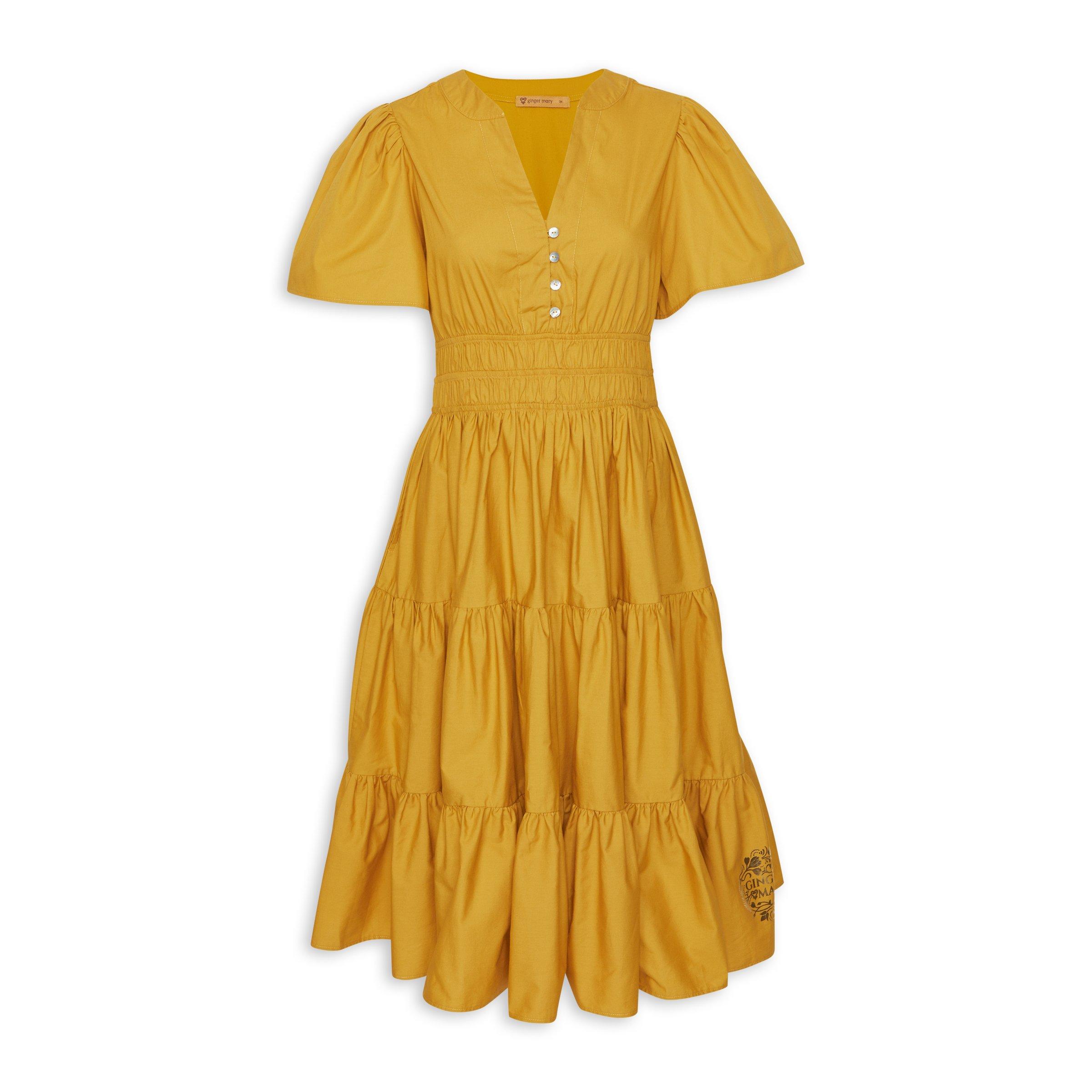 Mustard Tiered Cotton Dress (3218445) | Ginger Mary
