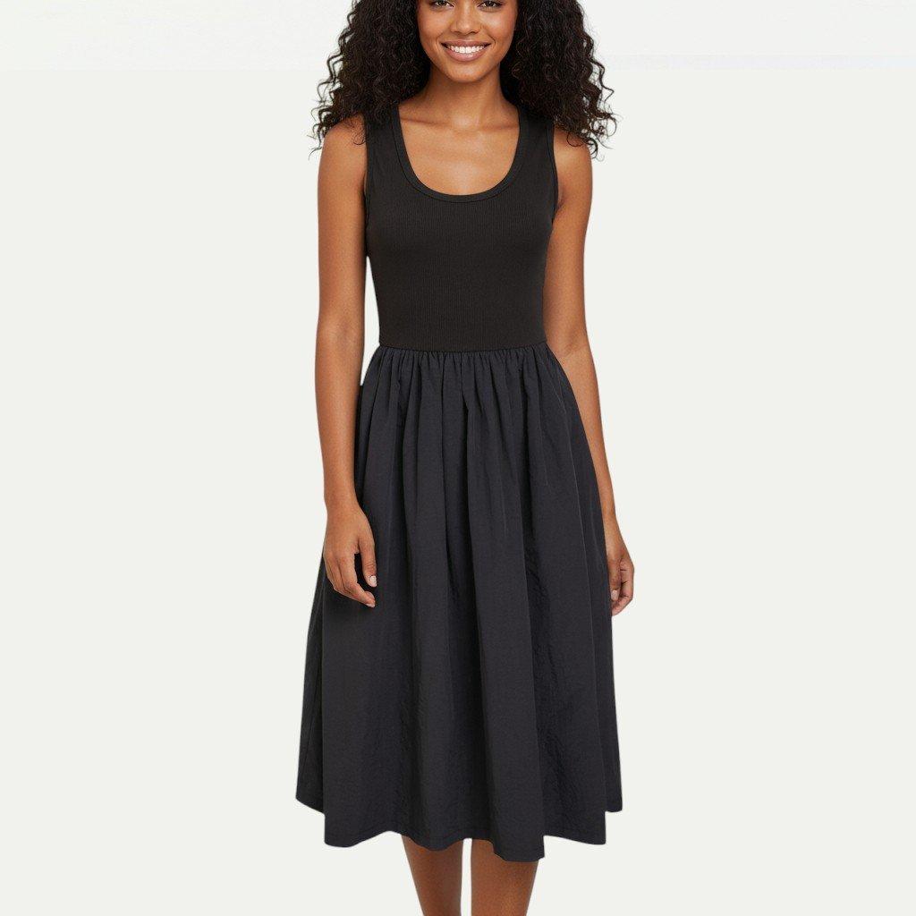 Black Midi Combo Dress (3219587) | Identity X Sync