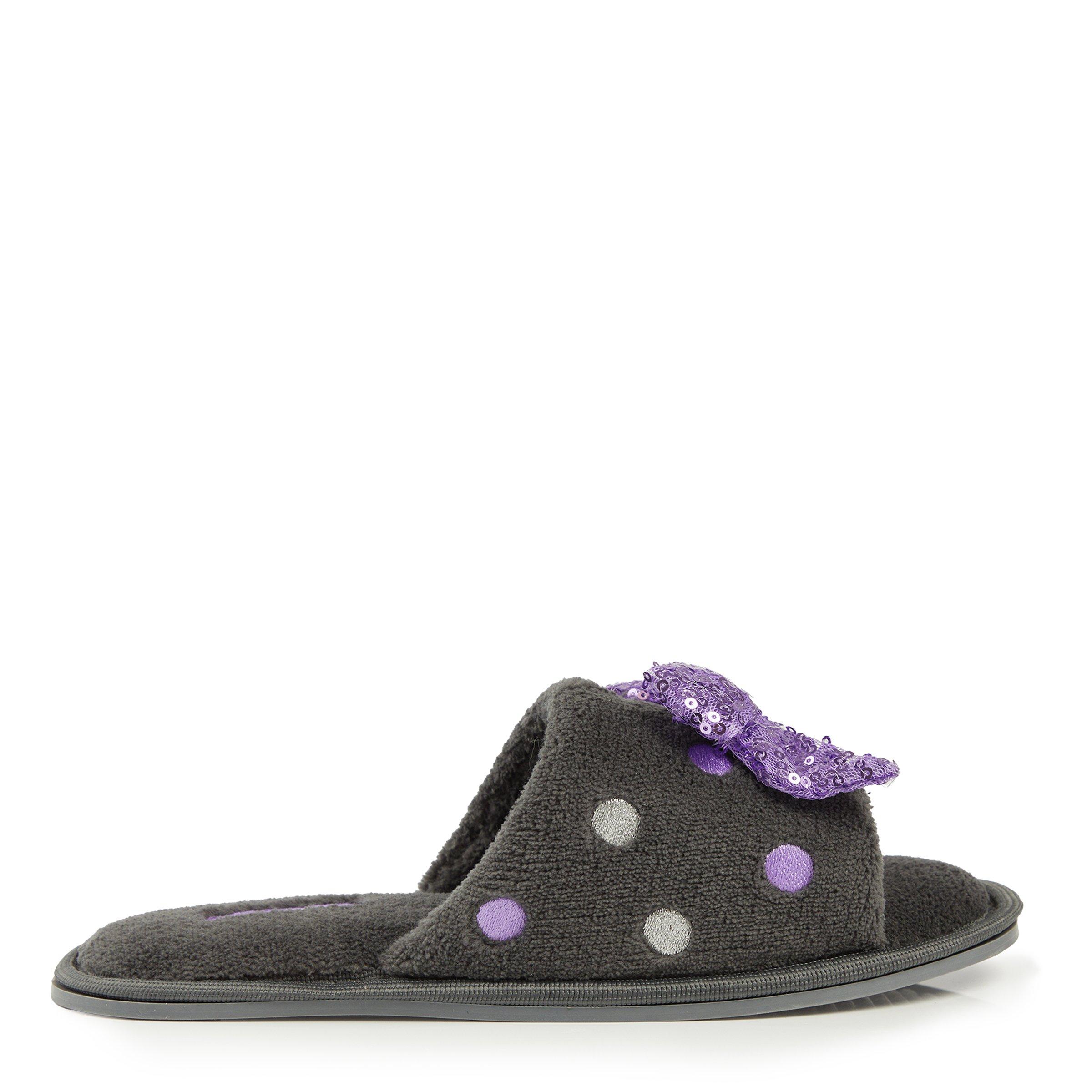 Grey and Purple Polka Dot Open Toe Slippers (3219789) | Identity