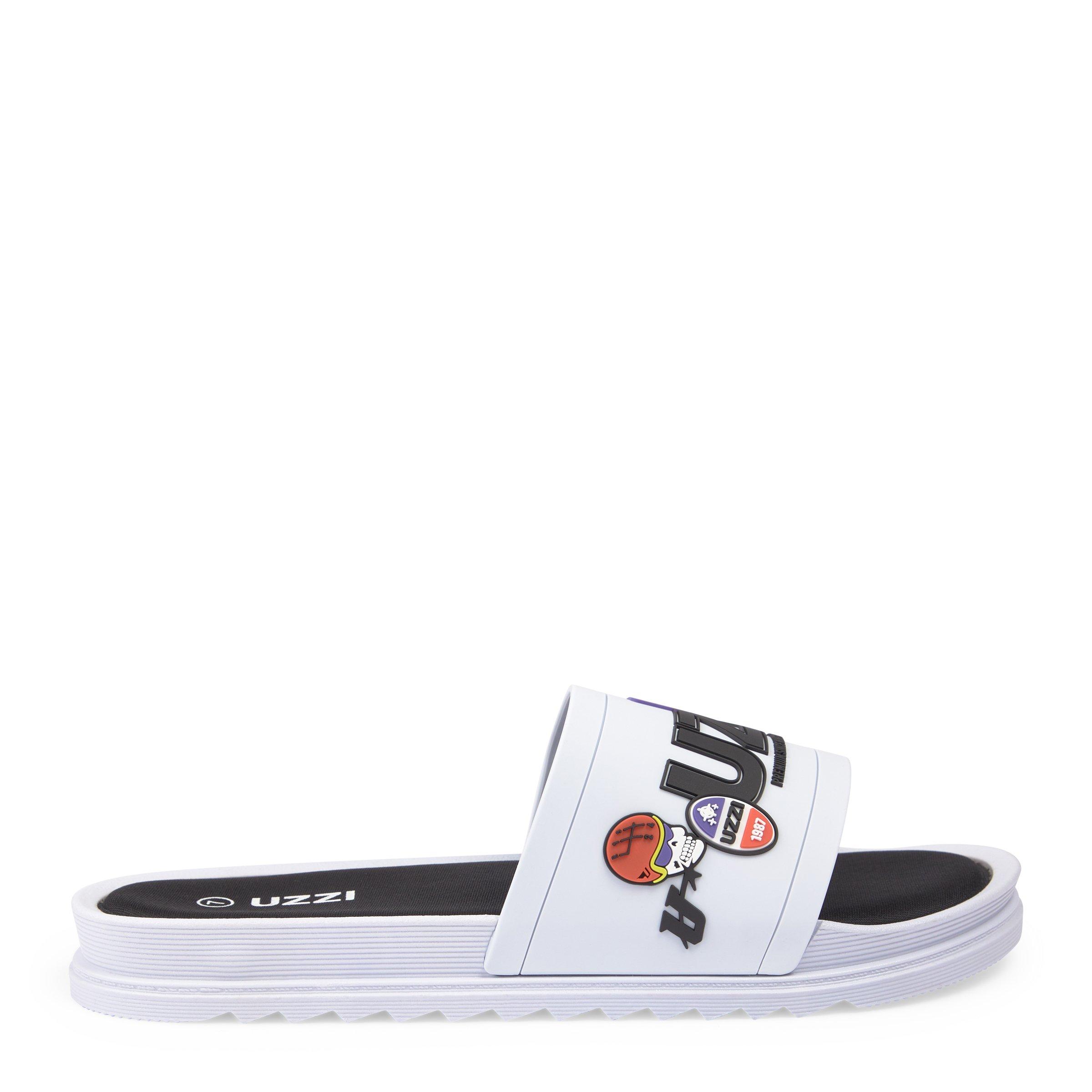 White and Black Chunky Pool Sandals (3219885) | UZZI