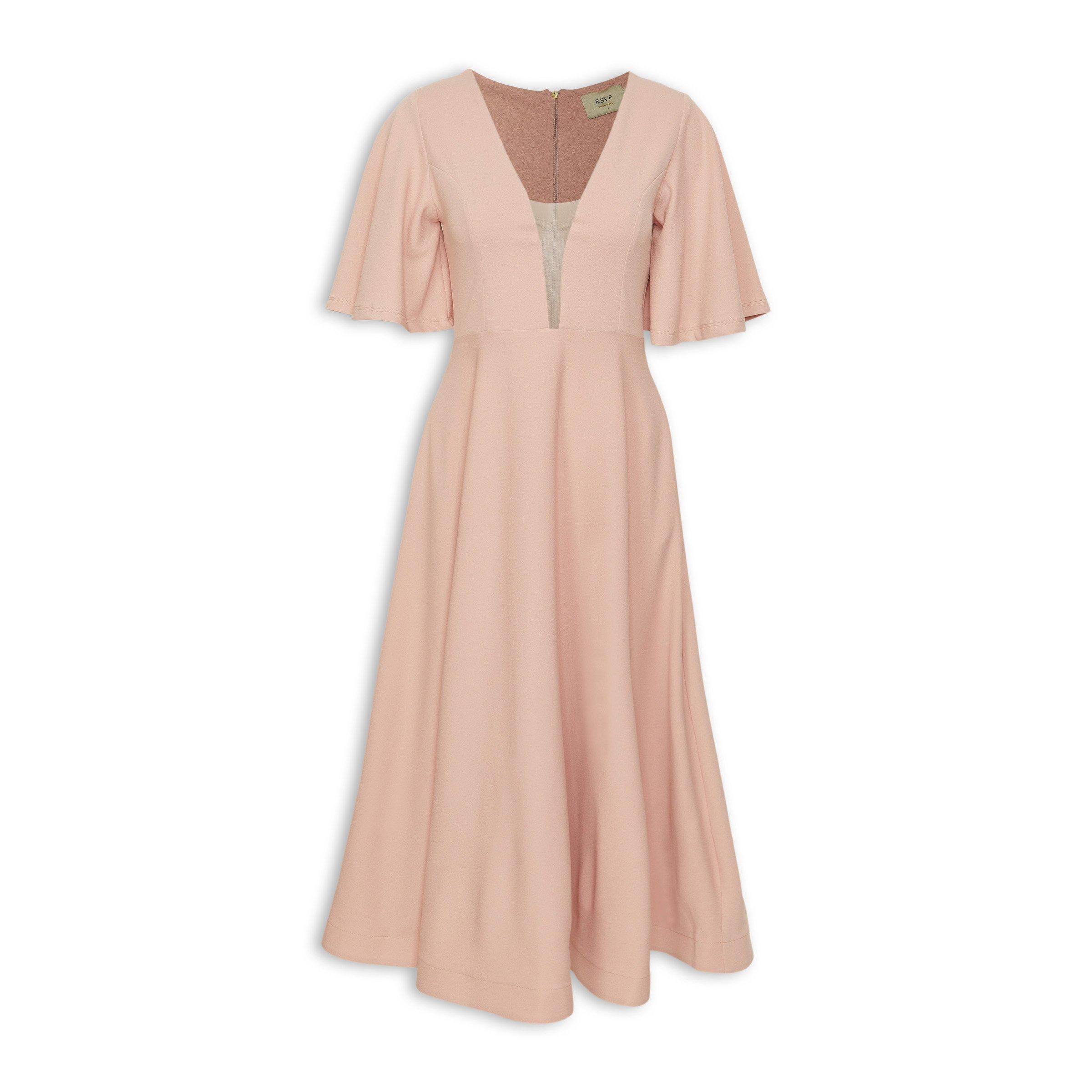Pink Flutter Sleeve Midi Dress (3219991) | RSVP