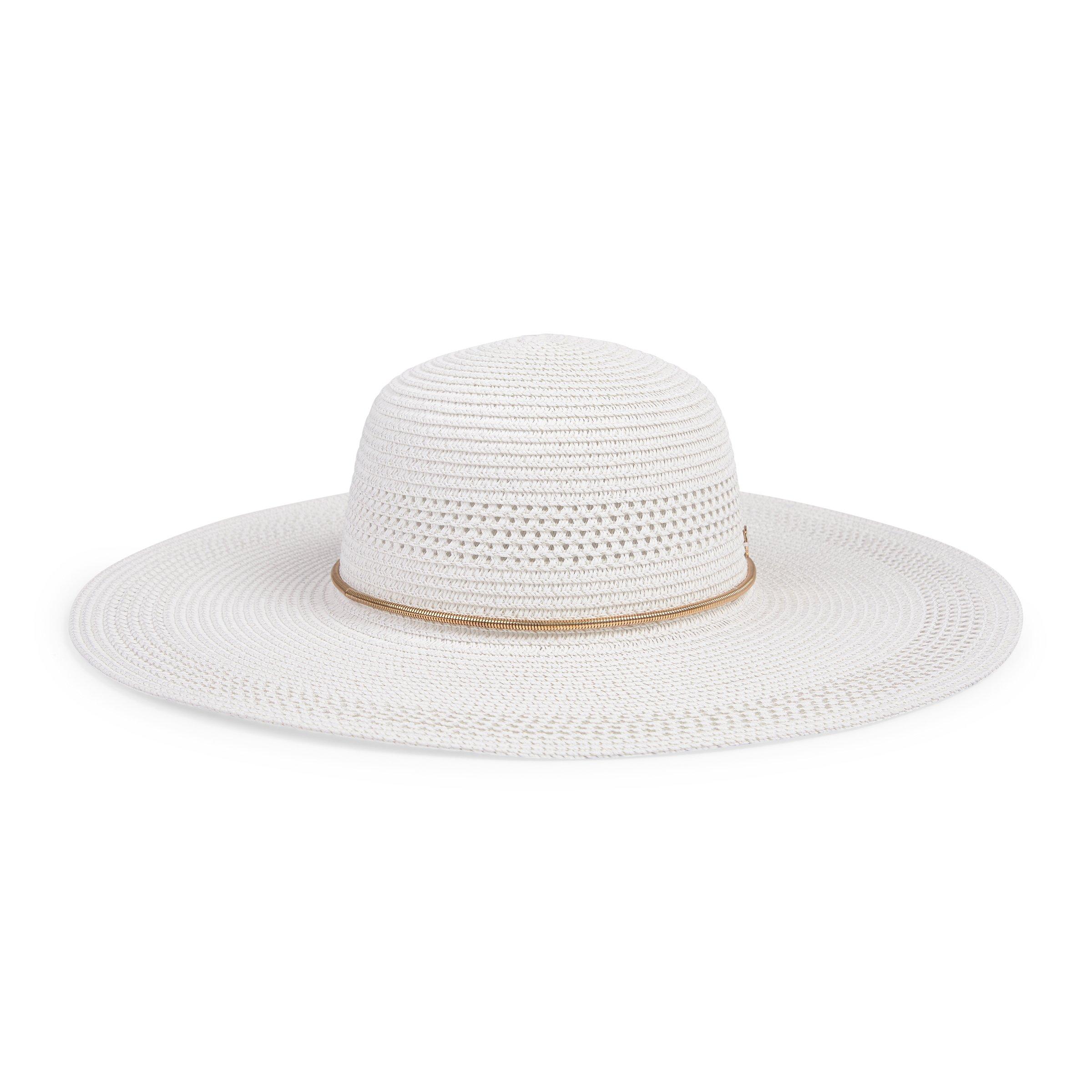 White Straw Wide Brim Sun Hat (3220061) | Identity