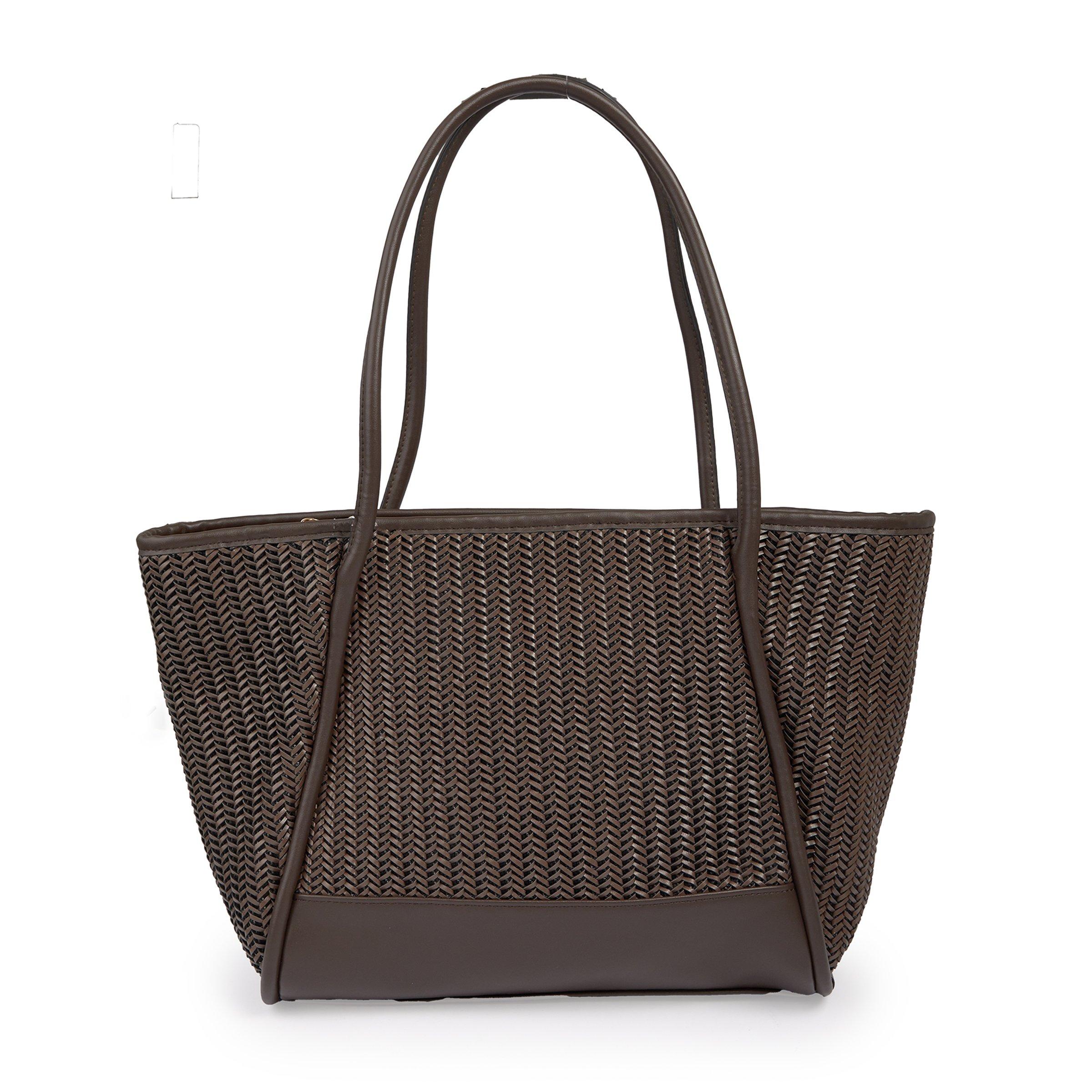 Chocolate Brown Weave Shopper Bag (3220104) | Earthaddict