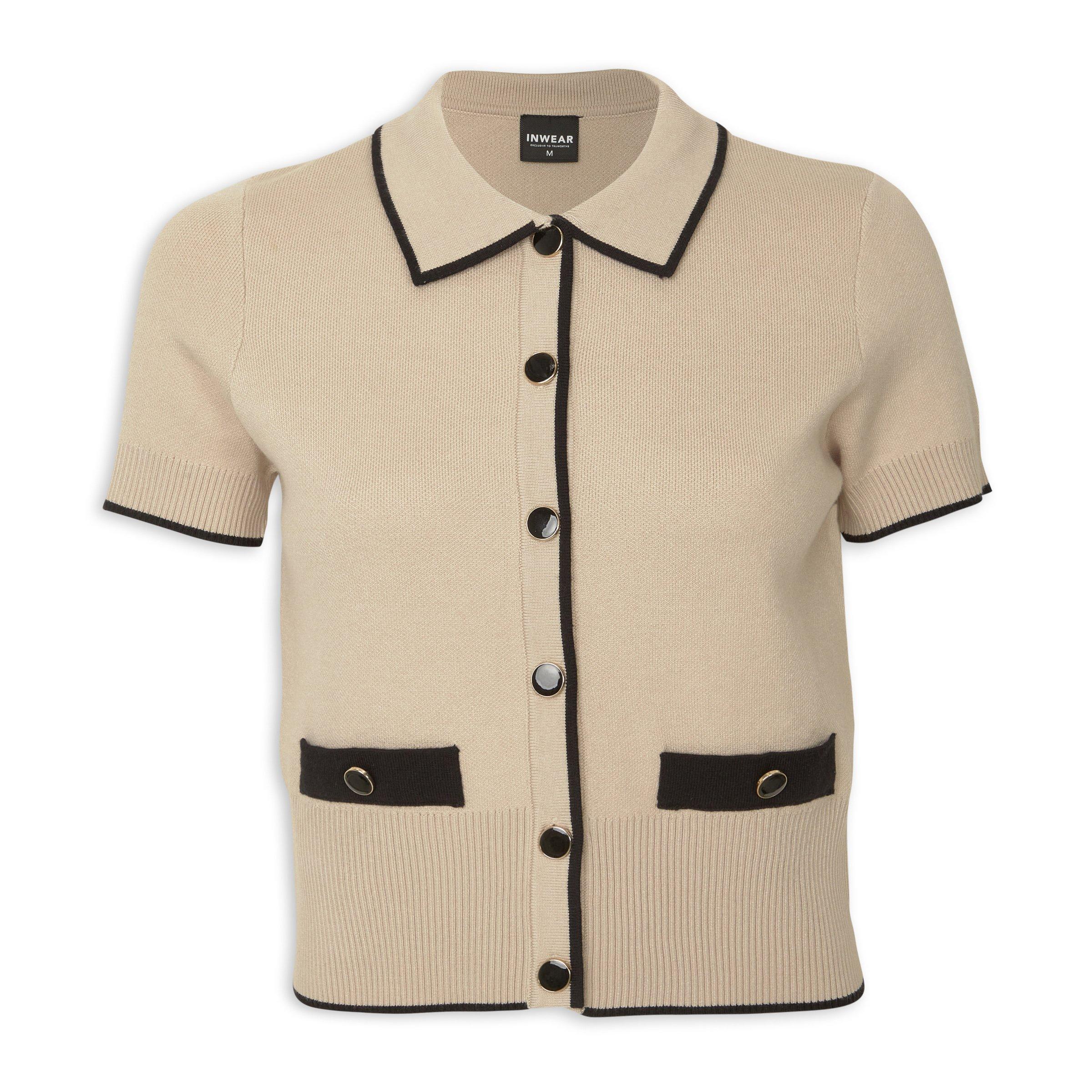 Beige and Black Tipped Cardigan (3220146) | Inwear