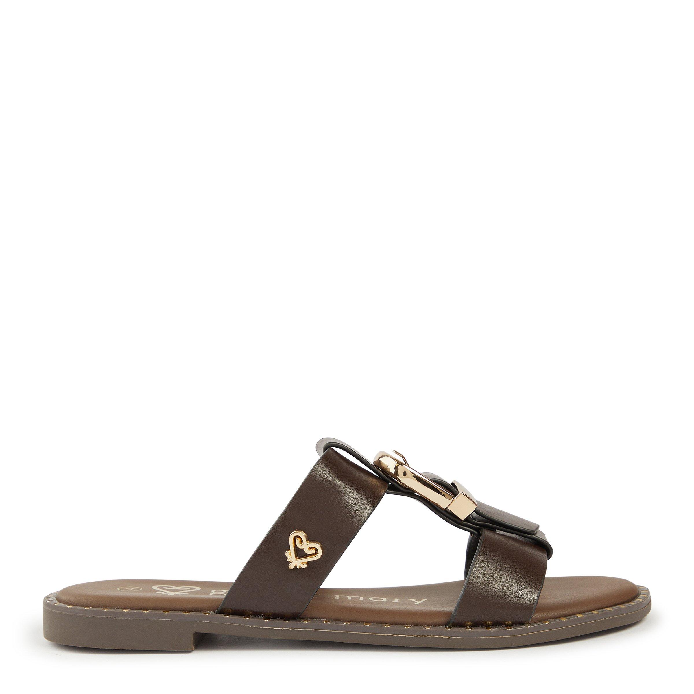 Brown Mule Sandals with Buckle (3220228) | Ginger Mary
