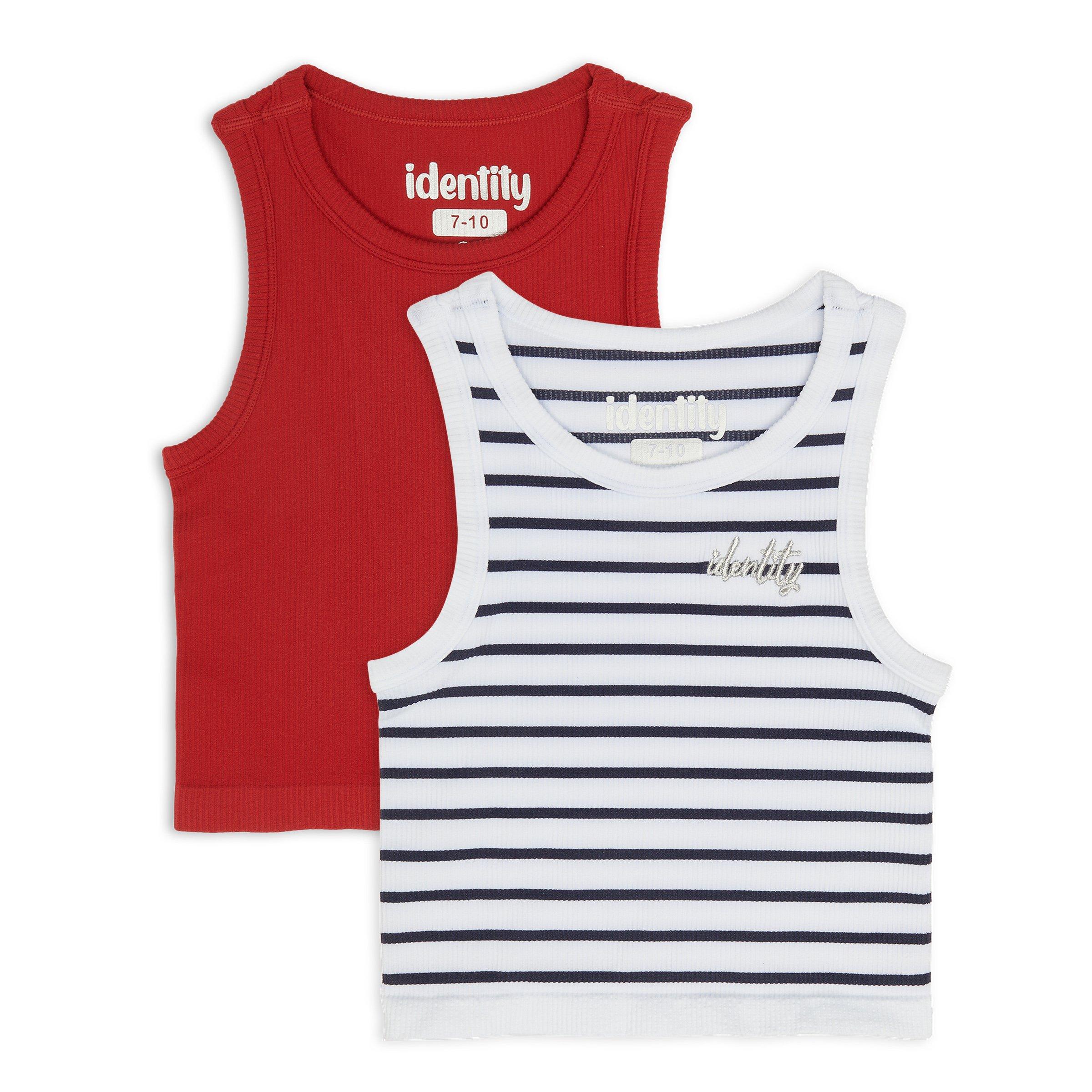 Girls 2-pack Red Multi Seamless Tops (3220377) | Identity