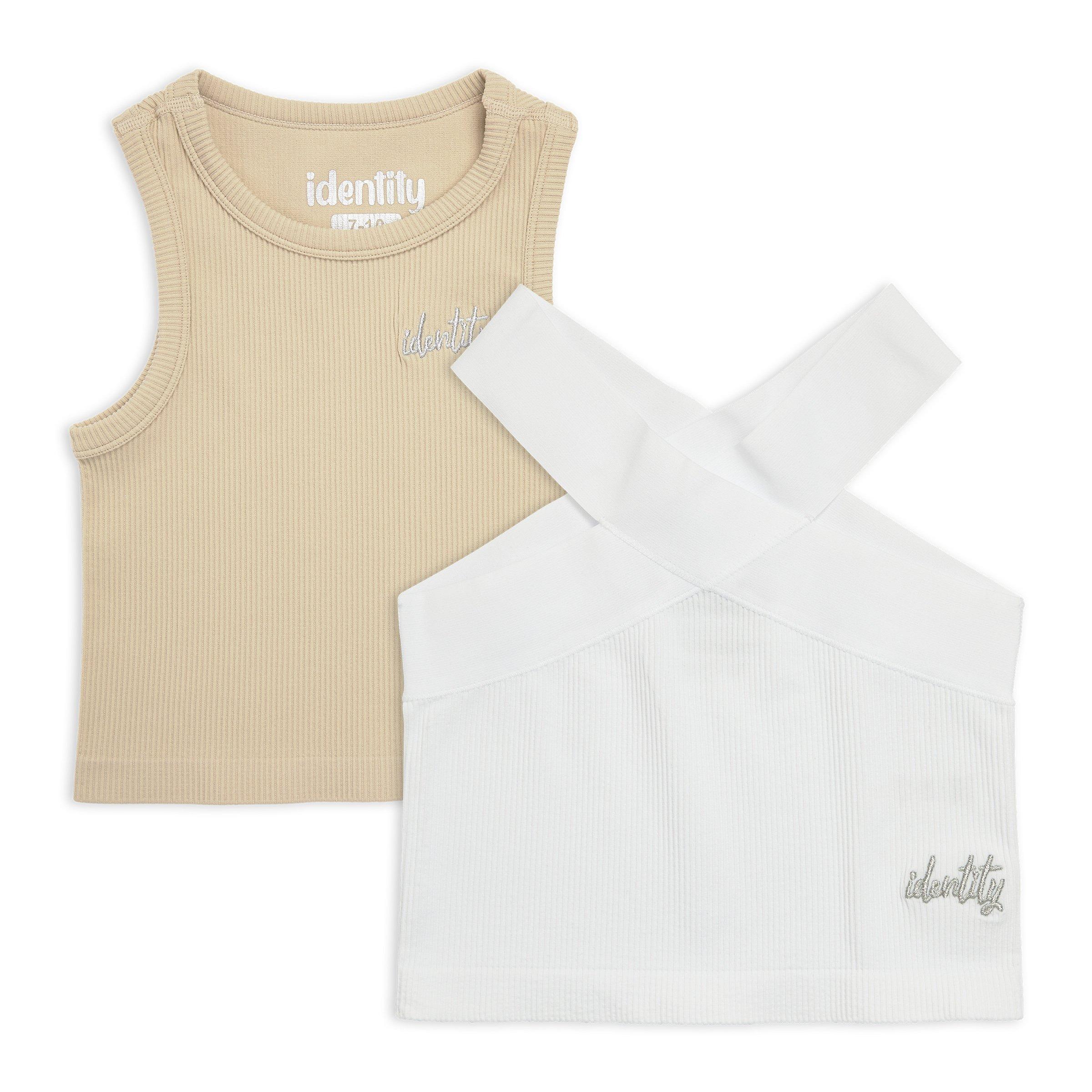 Girls 2-pack Seamless Beige and White Tops (3220383) | Identity