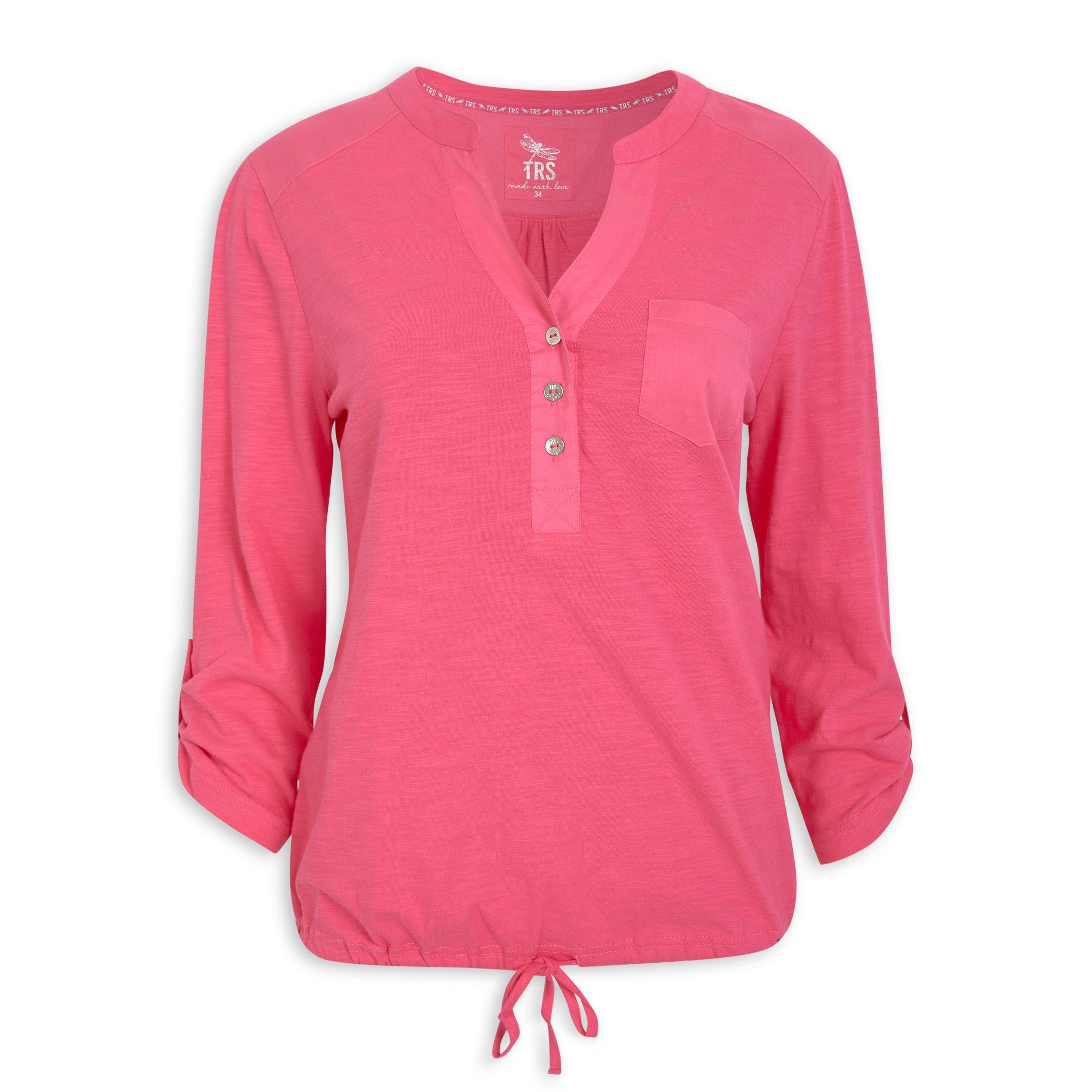Pink Henley T-shirt with Drawstrings (3220524) | TRS
