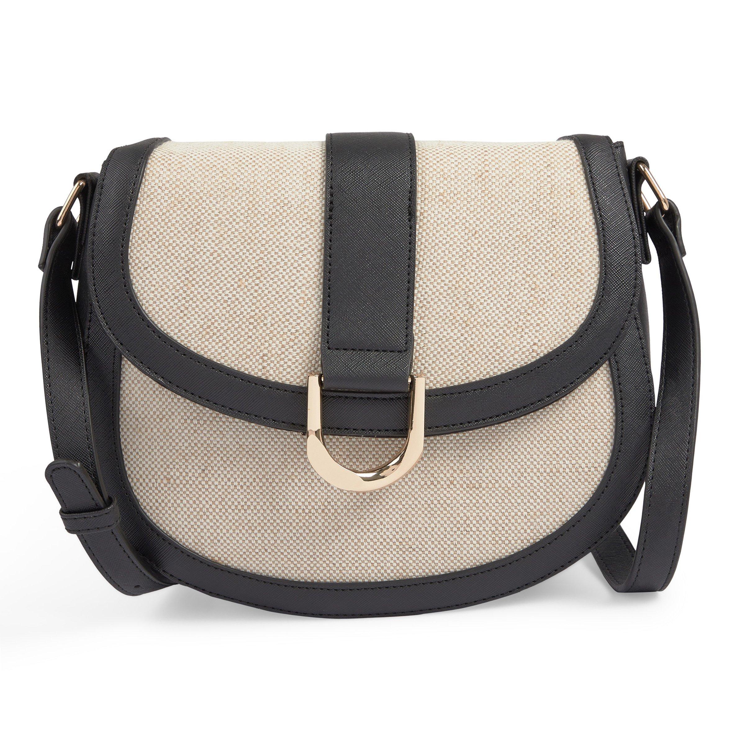 Beige and Black Crossbody Saddle Bag (3220739) | Earthaddict