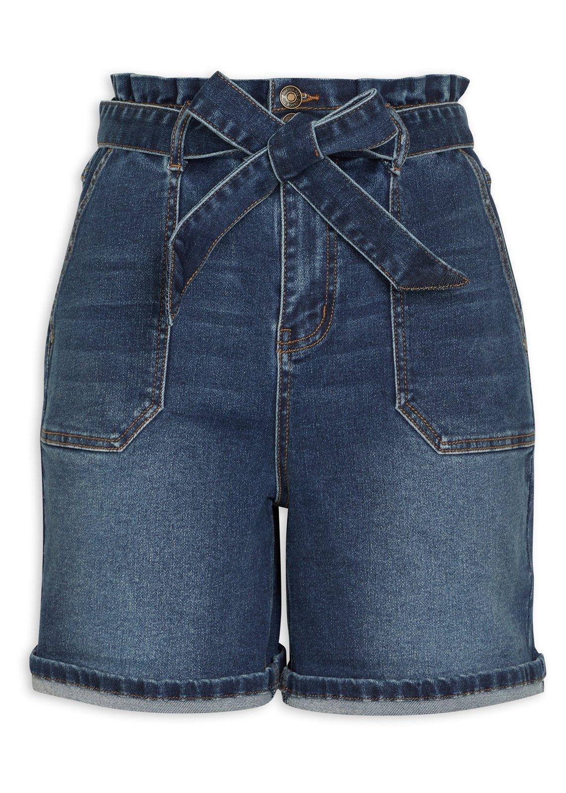 Belted Dark Blue Paperbag Denim Shorts (3220862) | OUTBACK RED