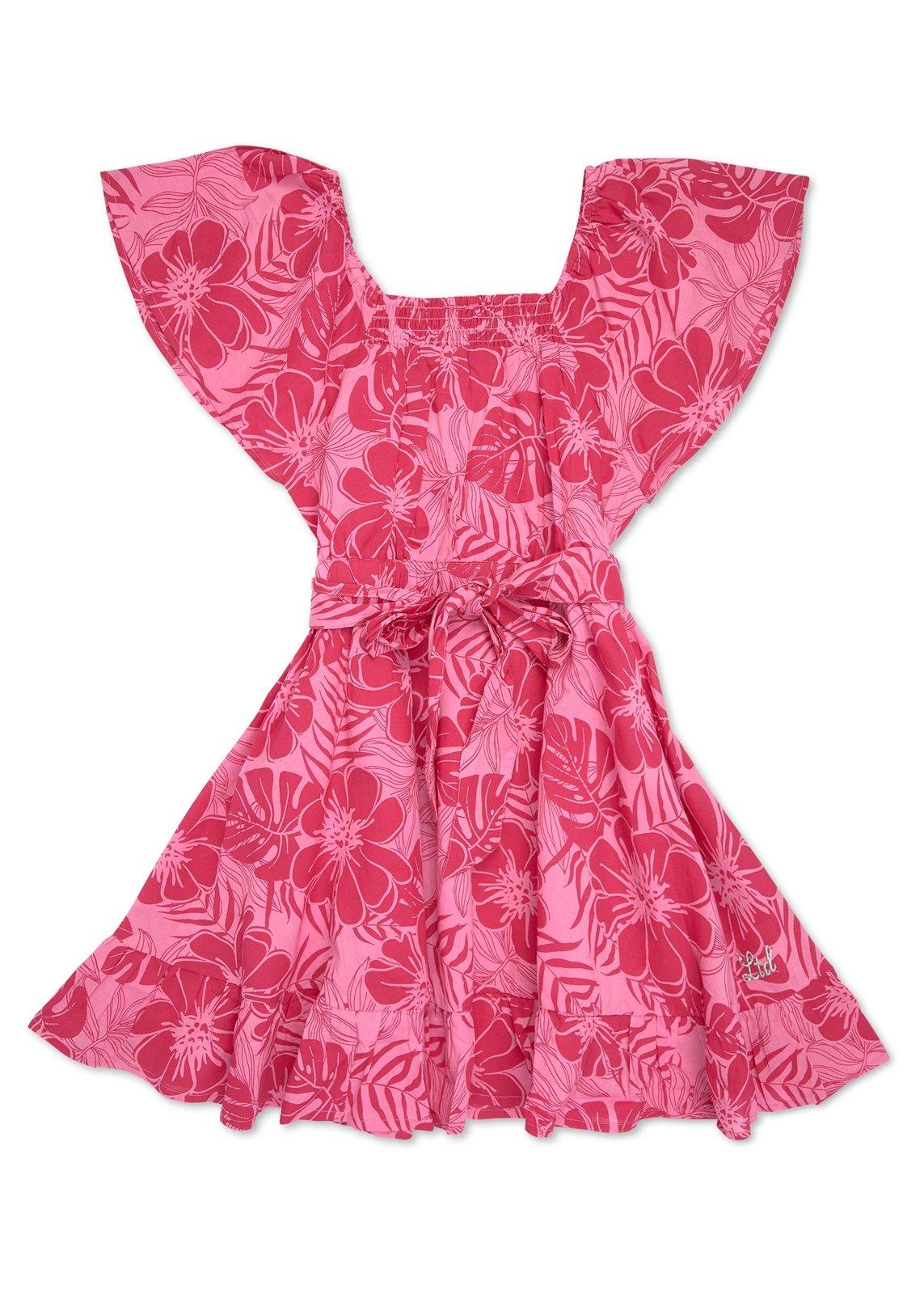Girls Pink Printed Dress (3221158) | LTD Kids