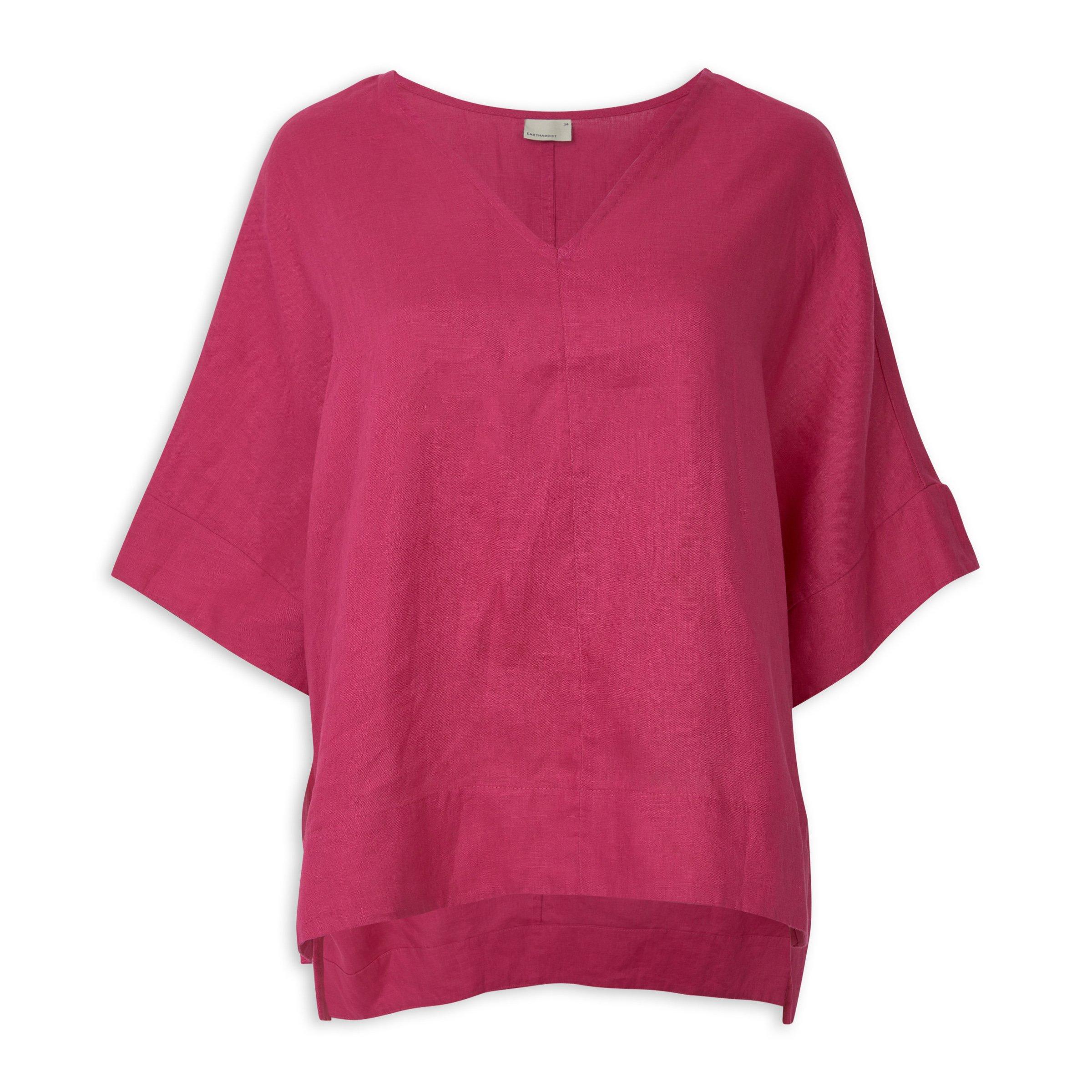 Magenta Pink Linen Top (3221175) | Earthaddict