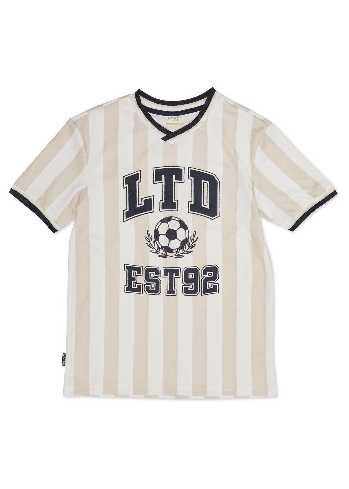 Boys Beige Striped Soccer T-shirt (3221250) | LTD Kids
