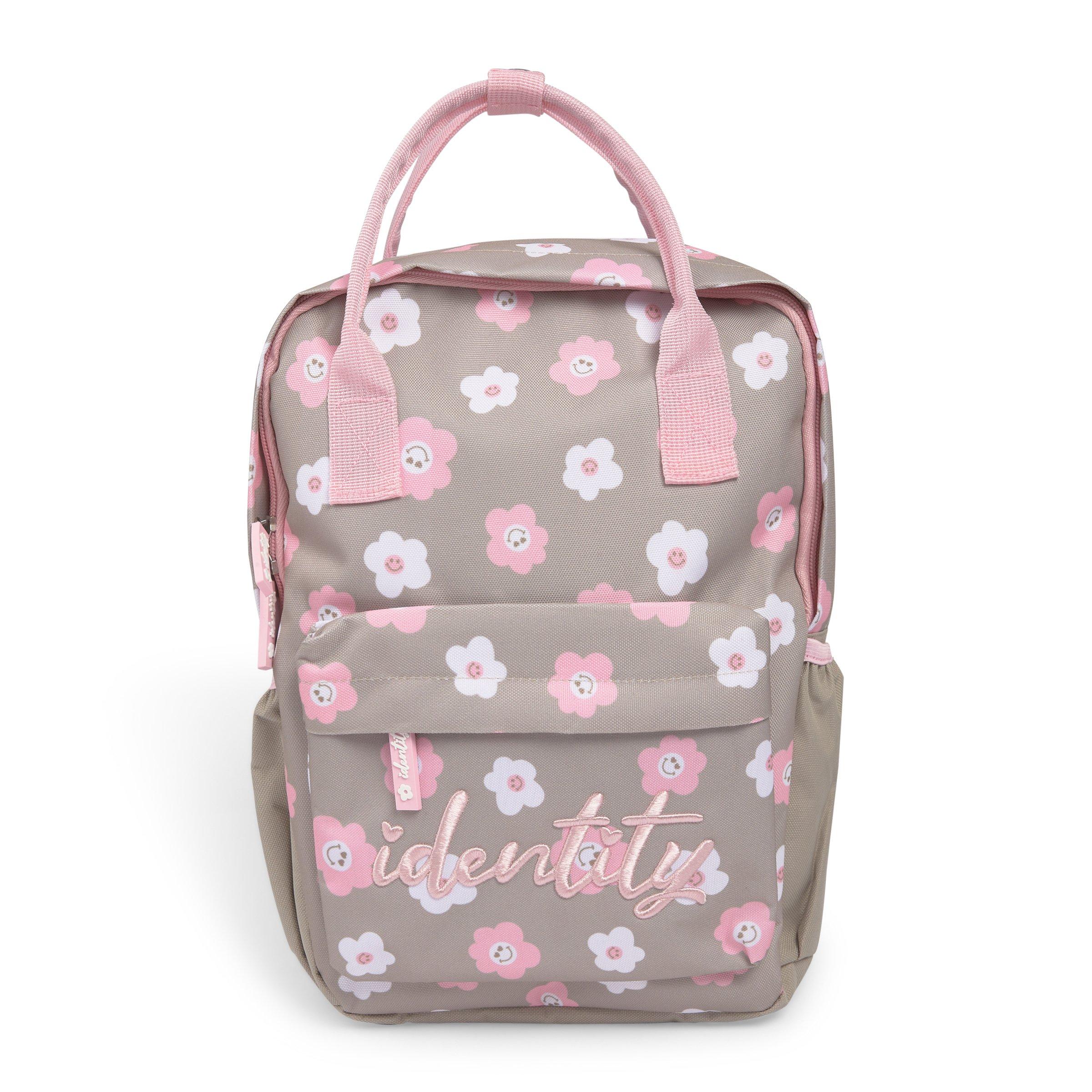 Girls Beige Floral Print Small Backpack (3221280) | Identity
