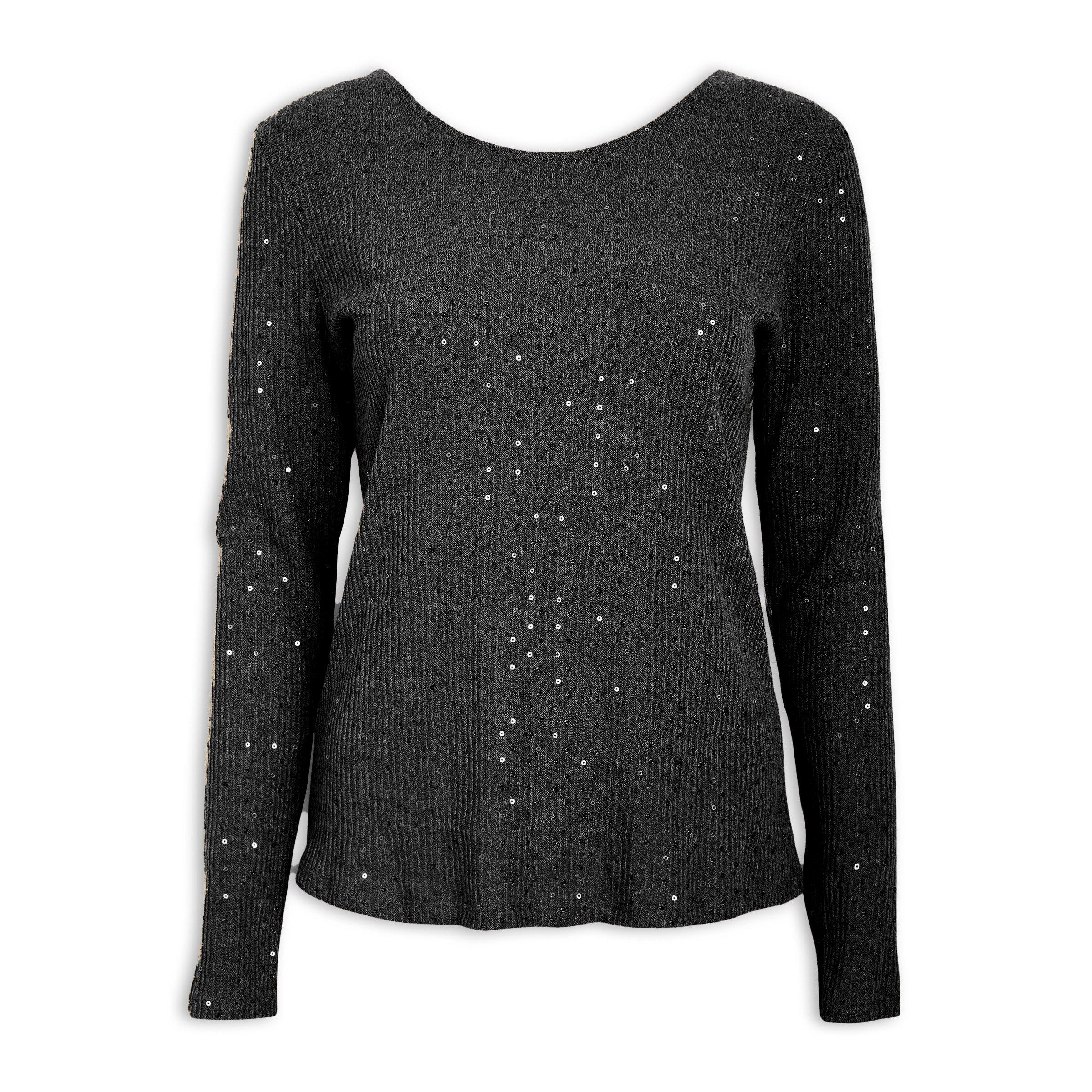 Black Sequins Crossover Back Top (3221297) | Kameo