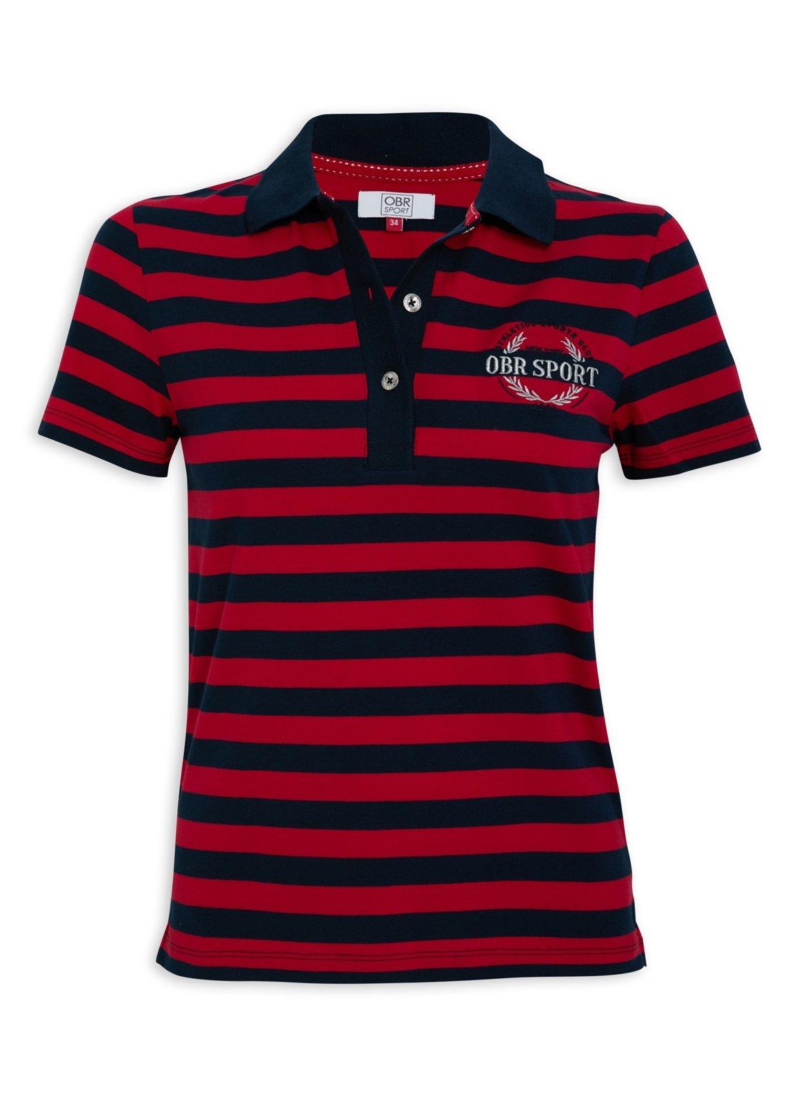 Red Striped Johnny Collar T-shirt (3221462) | OUTBACK RED Sport