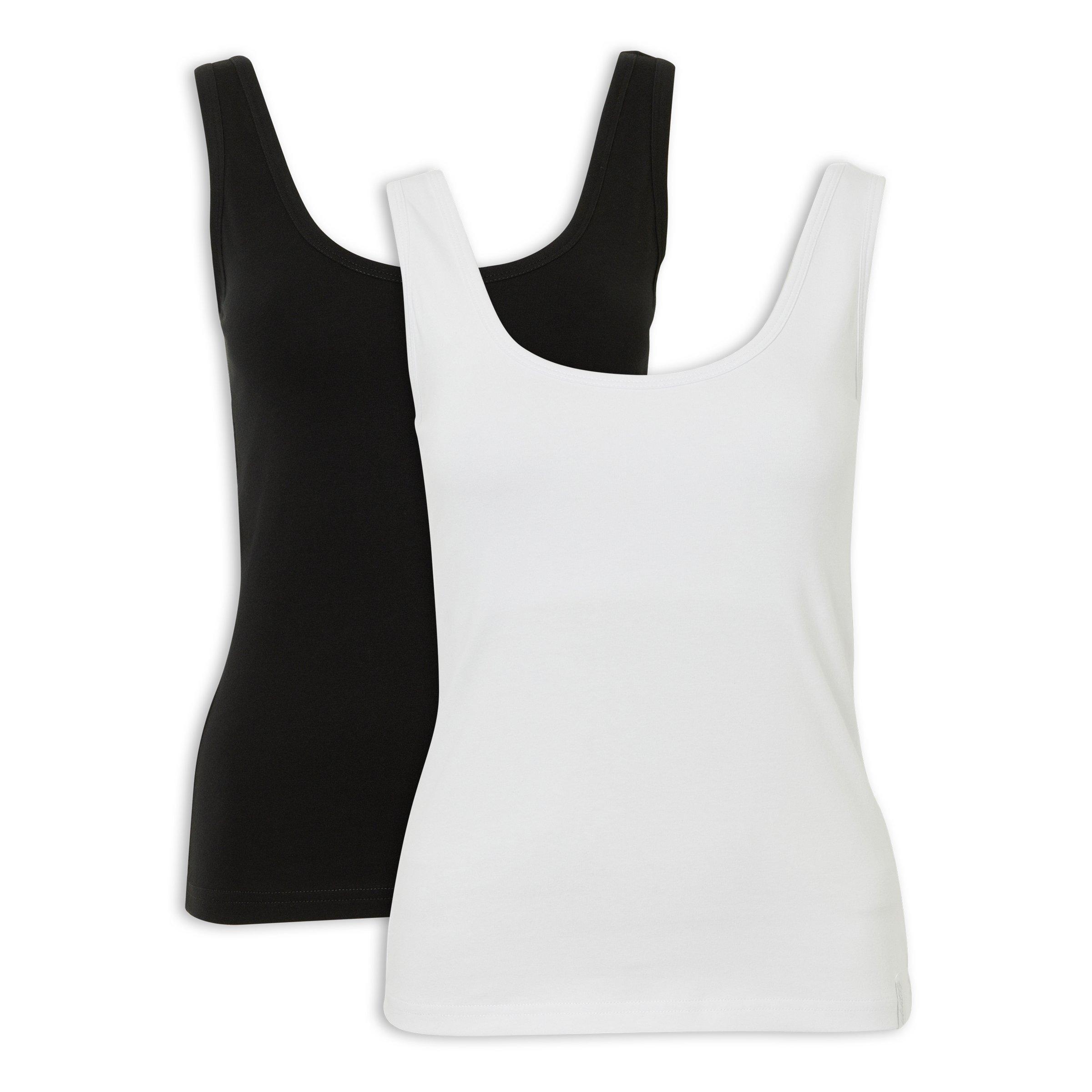 White and Black 2-pack Vest Tops (3221465) | Identity