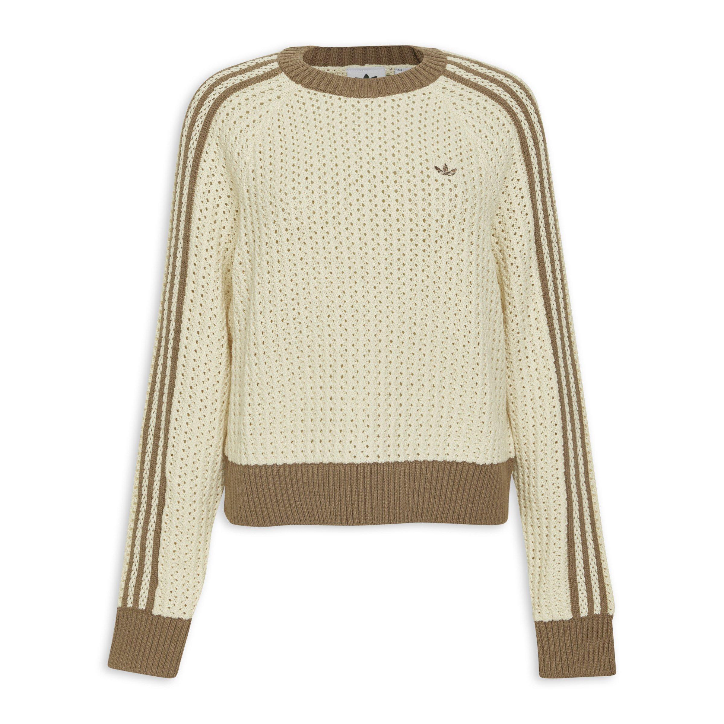 Cream Adicolor Knitted Crew Sweatshirt (3221611) | Adidas