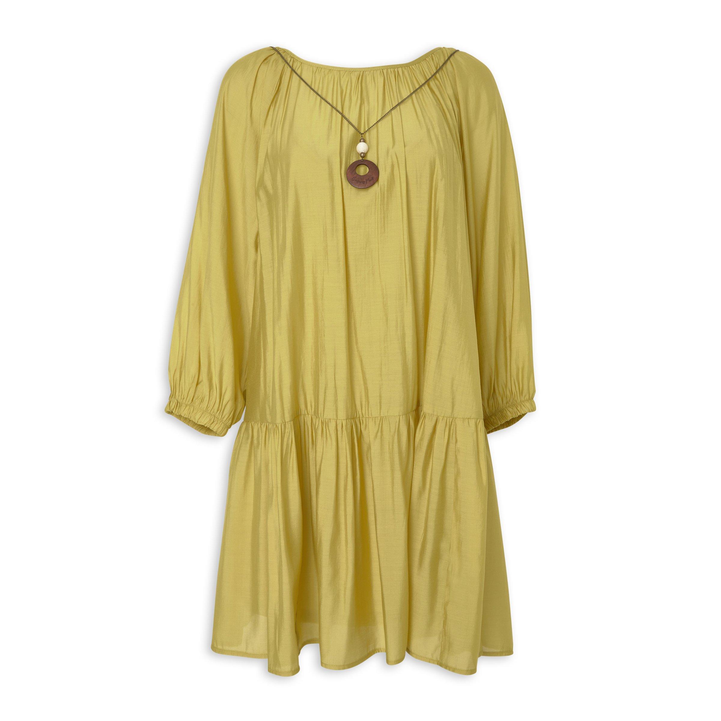 Chartreuse Yellow Dropped Waist Dress (3222040) | Ginger Mary