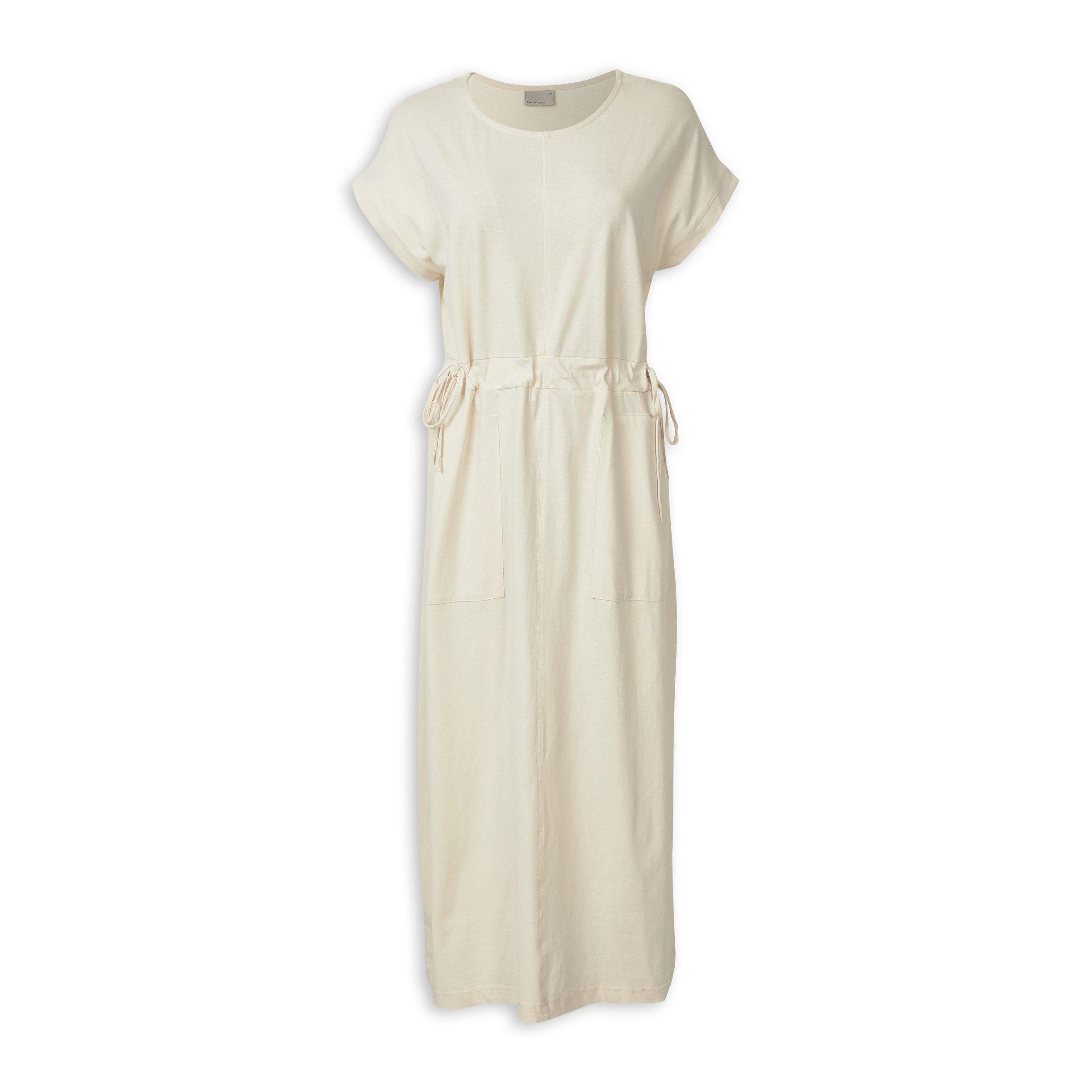 Beige Column Drawstring Dress (3222121) | Earthaddict
