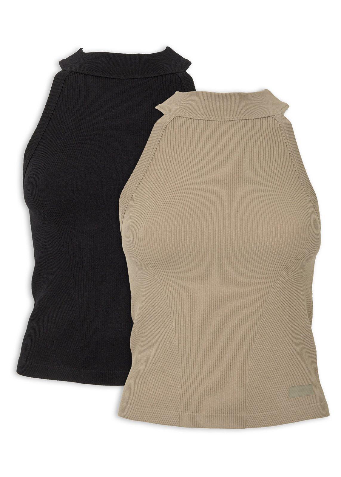 2-pack Beige and Black Seamless Tops (3222169) | Ginger Mary