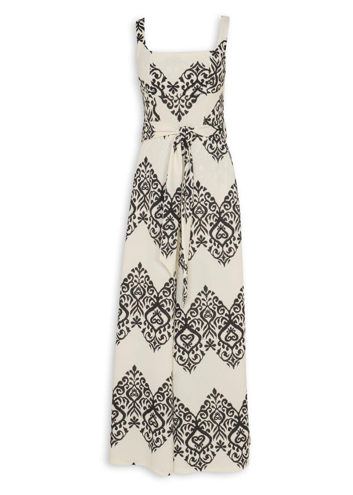 White and Black Printed Jumpsuit (3222252) | Ginger Mary