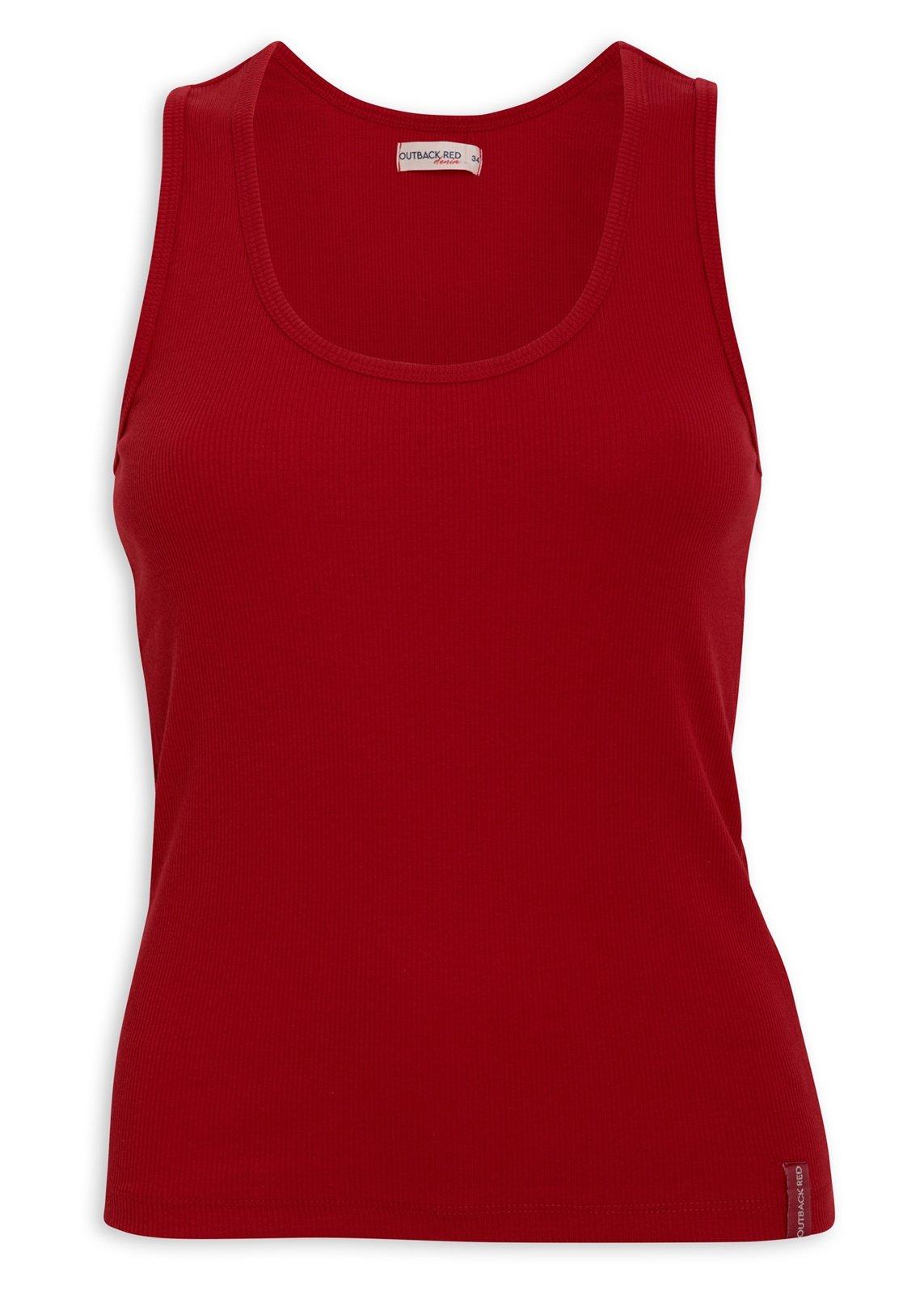 Red Scoop Neck Rib Vest Top (3222316) | OUTBACK RED
