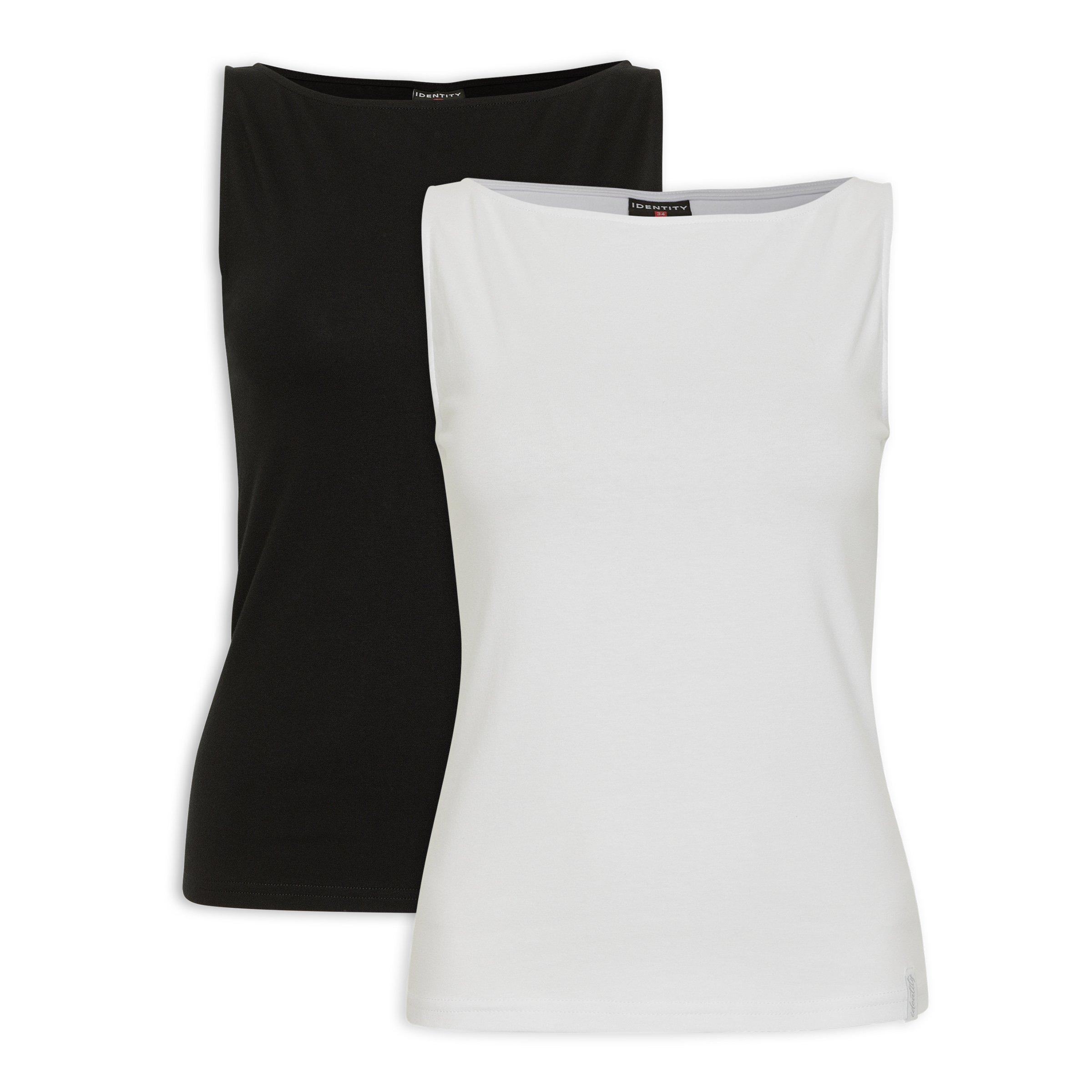 2-pack White and Black Vest Tops (3222346) | Identity