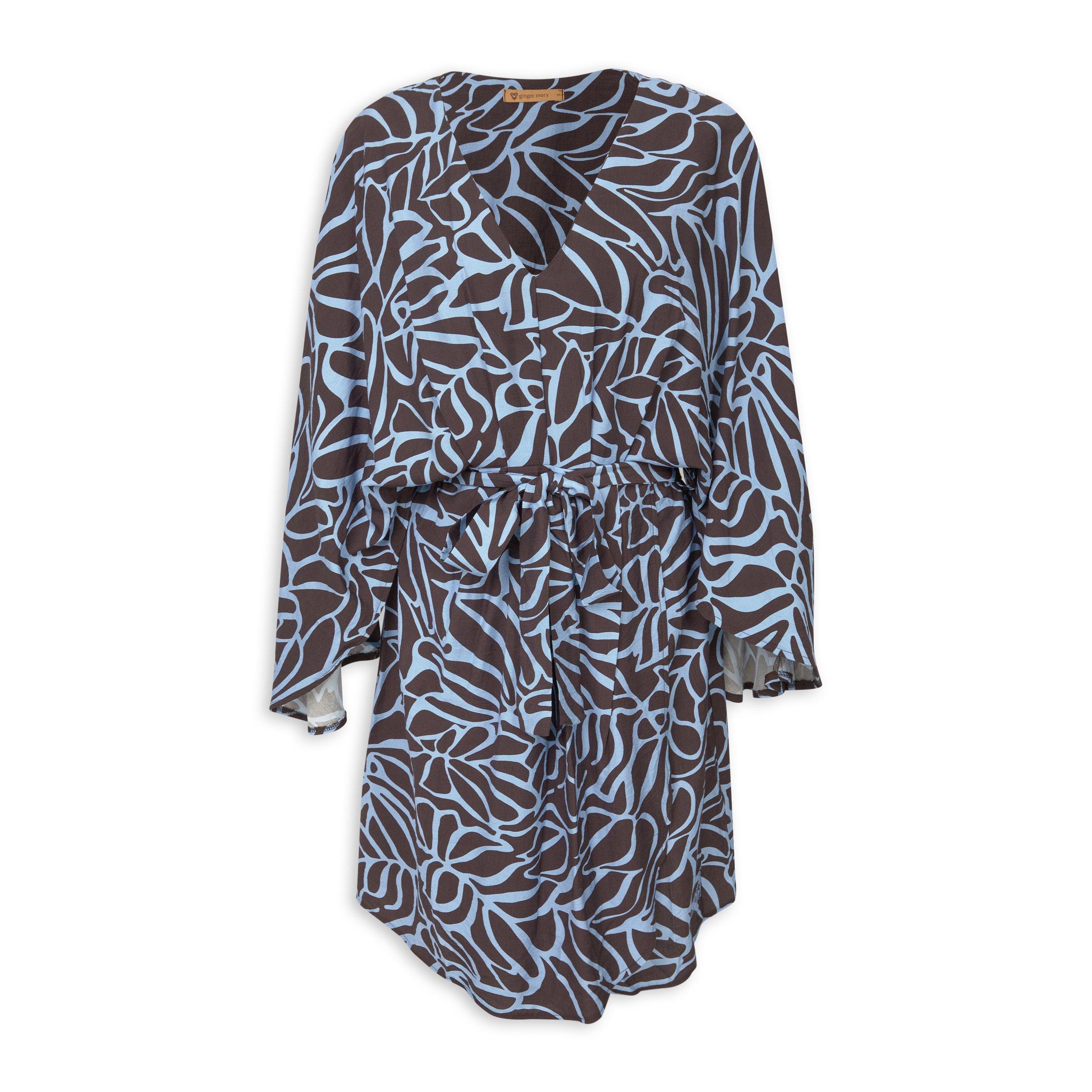 Blue and Brown Print Baby Doll Dress (3222638) | Ginger Mary