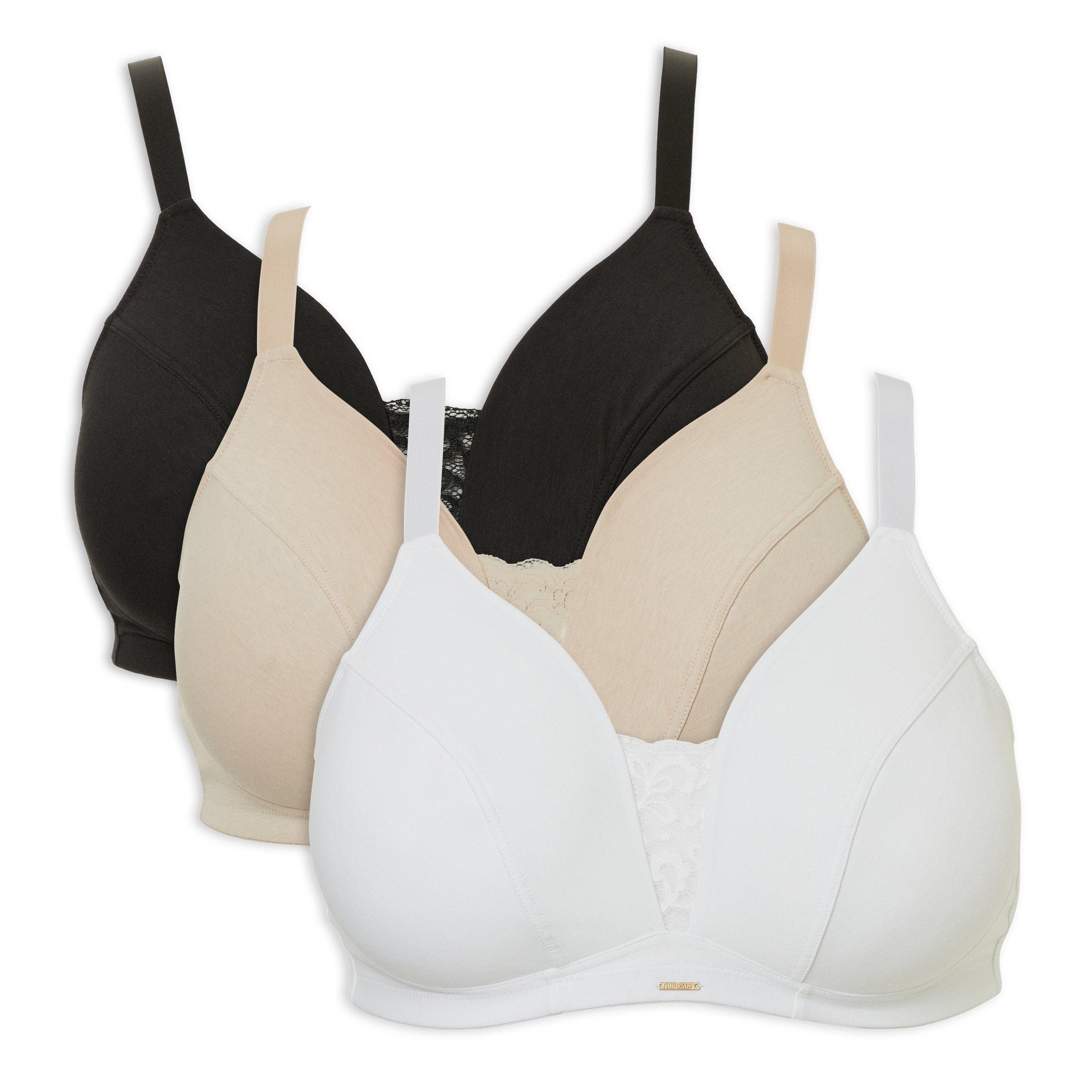 3-pack White Beige Black Non-Wire Bras (3222897) | Finnigans