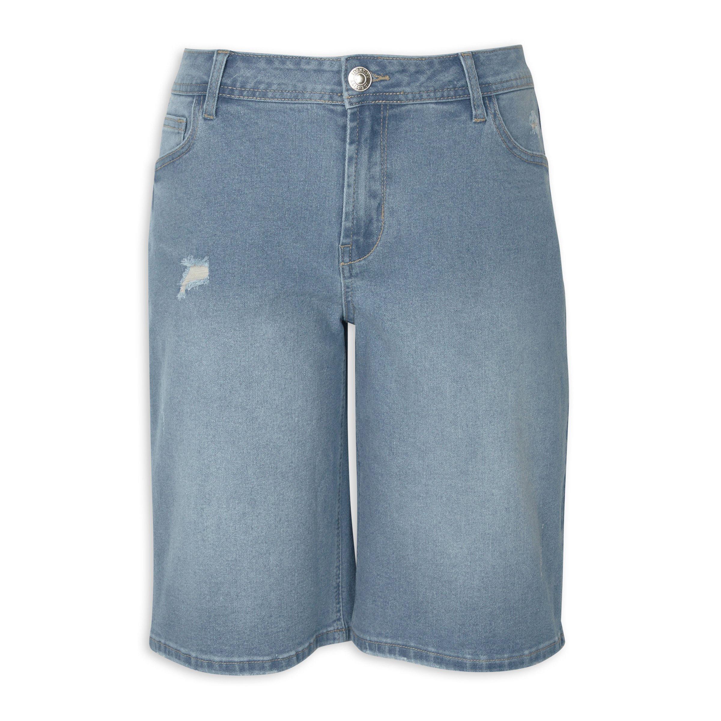 Blue Mid Wash Relaxed Denim Jorts (3223412) | Identity