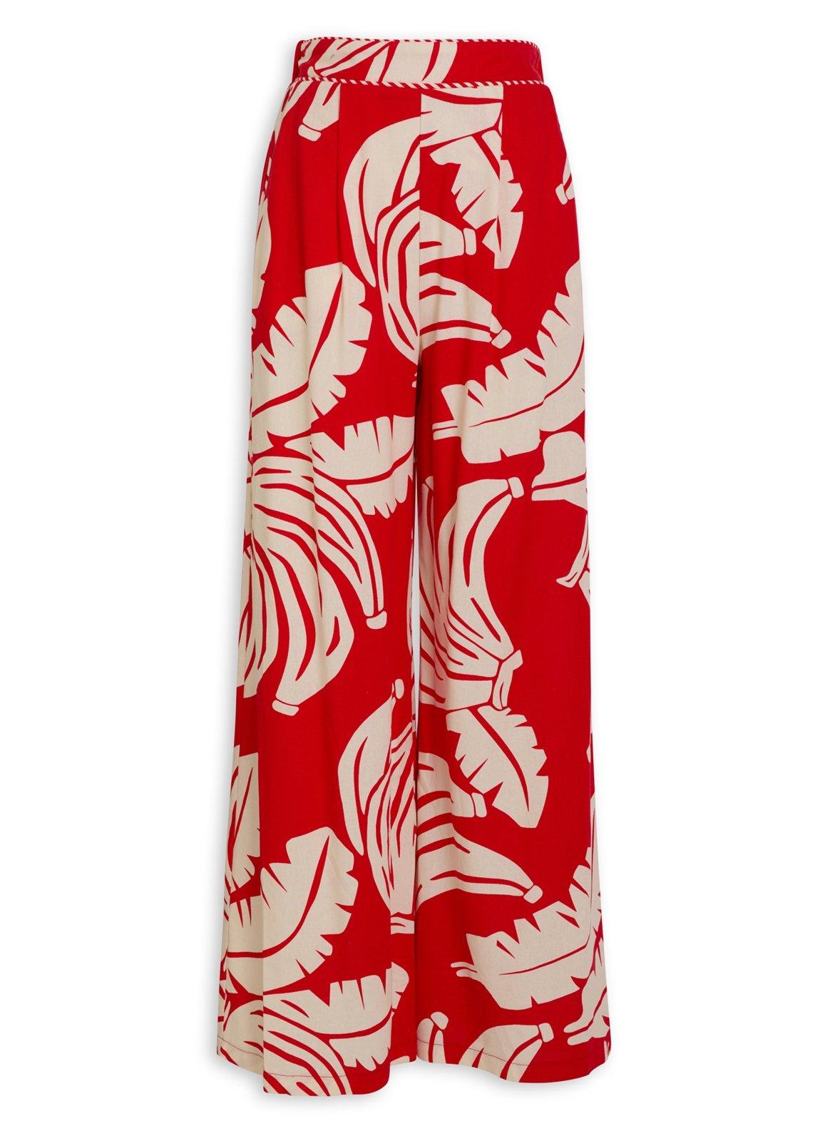 Red and Beige Tropical Print Pants (3223483) | Inwear