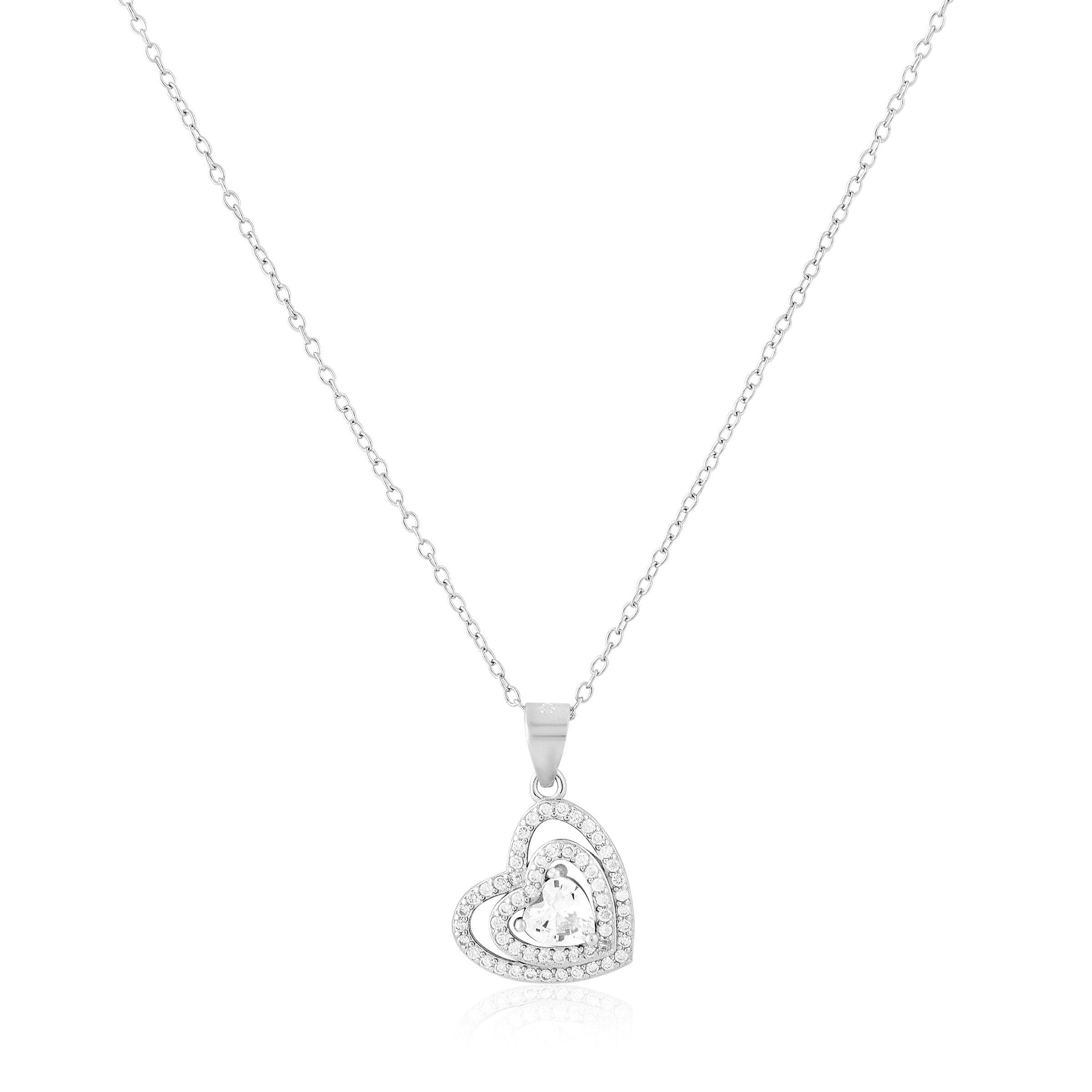 Sterling Silver Slanted Heart Pendant (3223725) | Sterling Silver