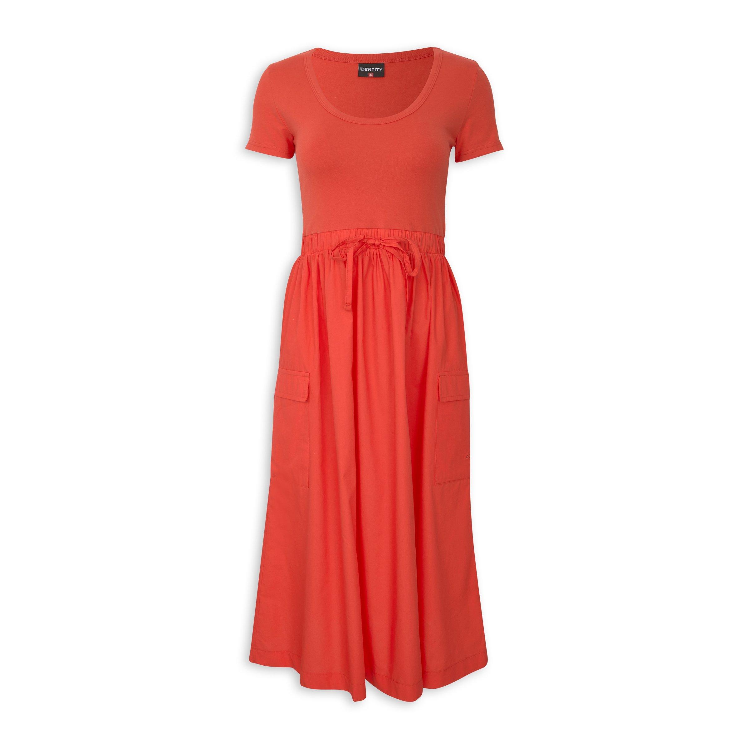 Orange Fabric Combo Dress (3223936) | Identity