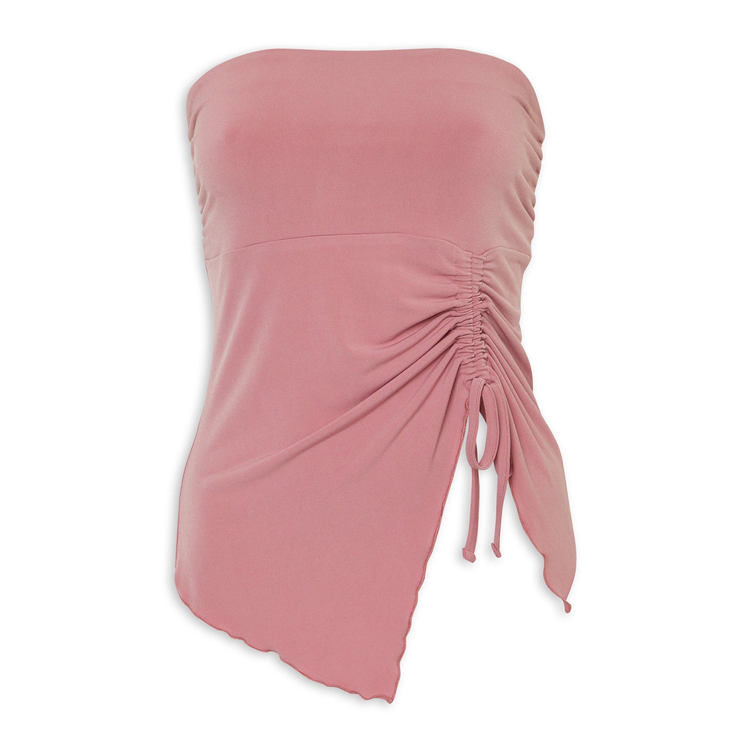 Pink Knit Ruched Strapless Top (3224000) | Identity