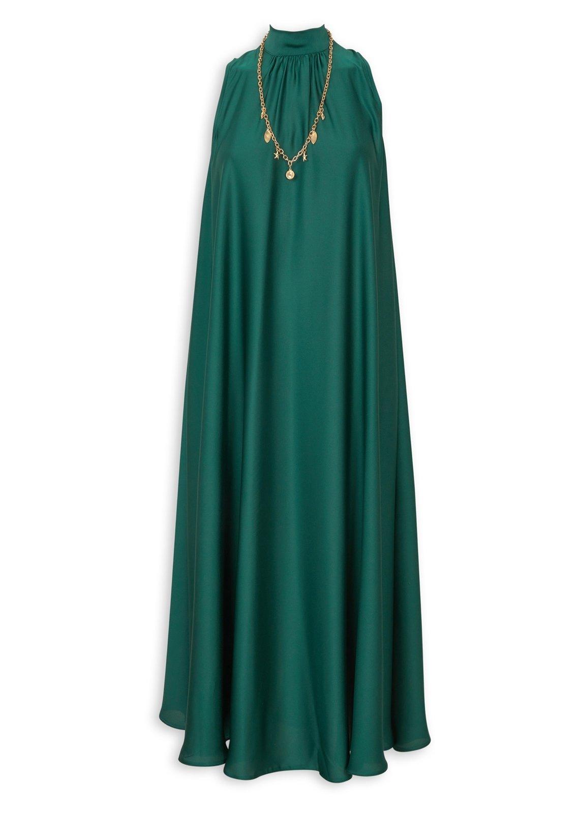 Green Satin Trapeze Dress with Necklace (3224189) | Truworths