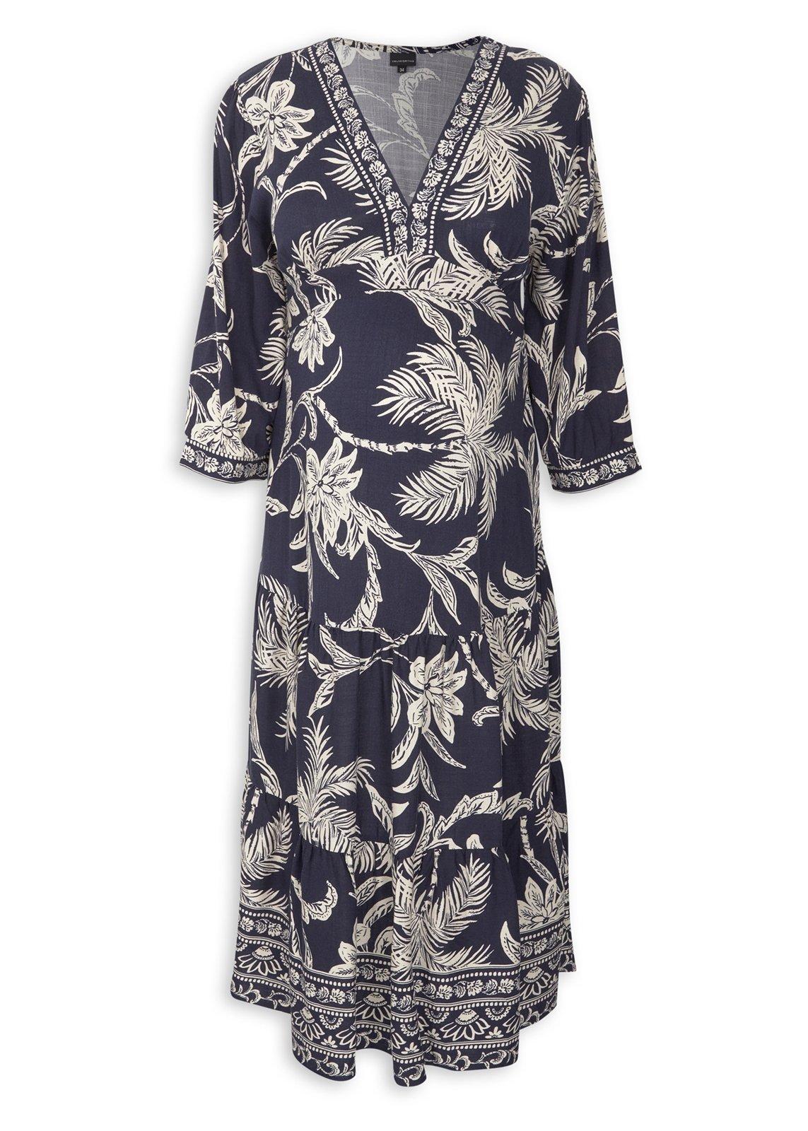 Navy Palm Print Maternity Dress (3224213) | Truworths