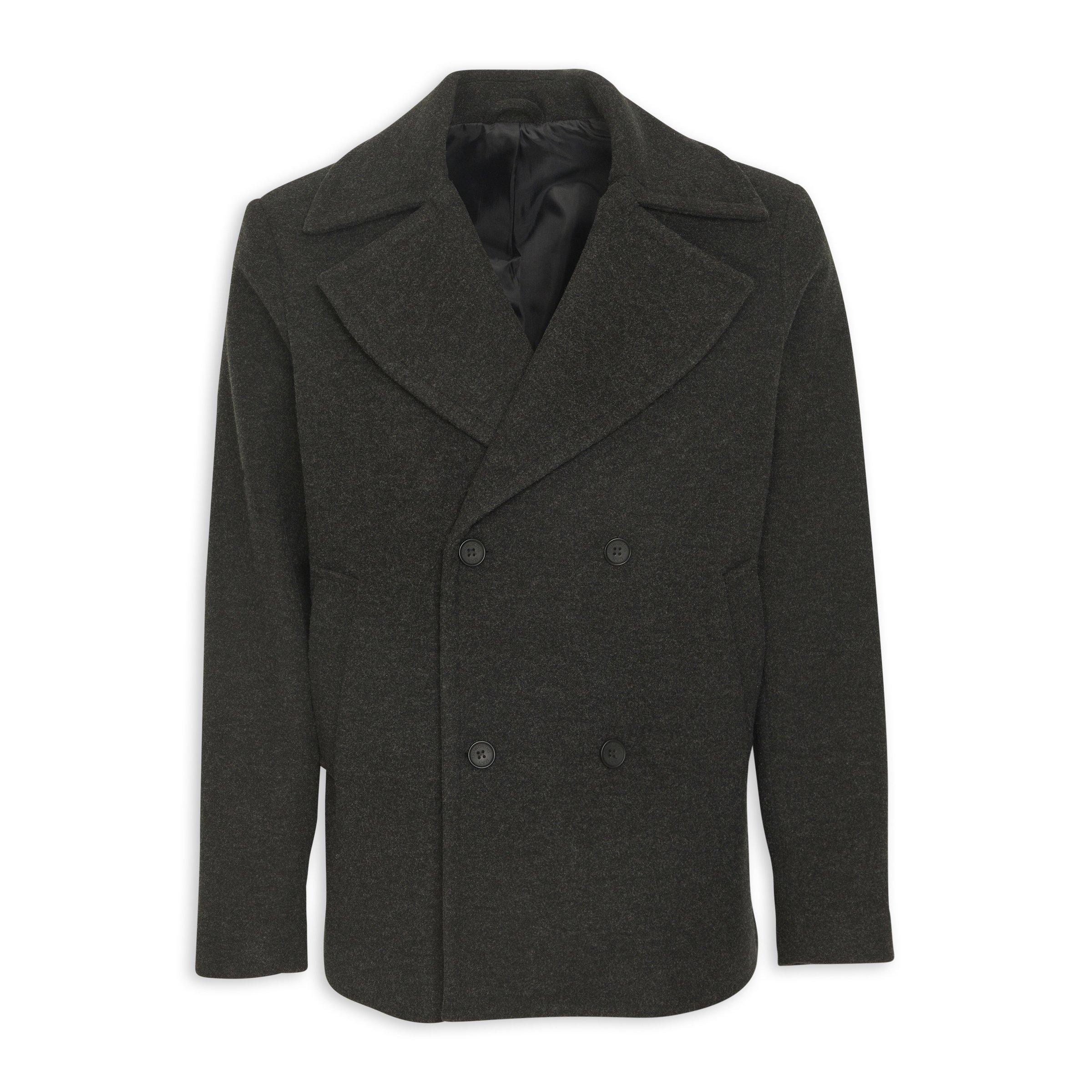 Charcoal Grey Double Breasted Short Coat (3224278) | Truworths Man