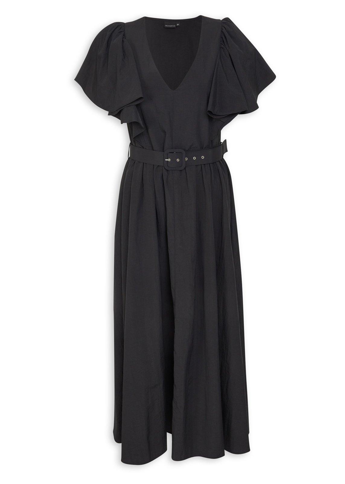 Black Taslon Belted Dress (3224505) | Truworths