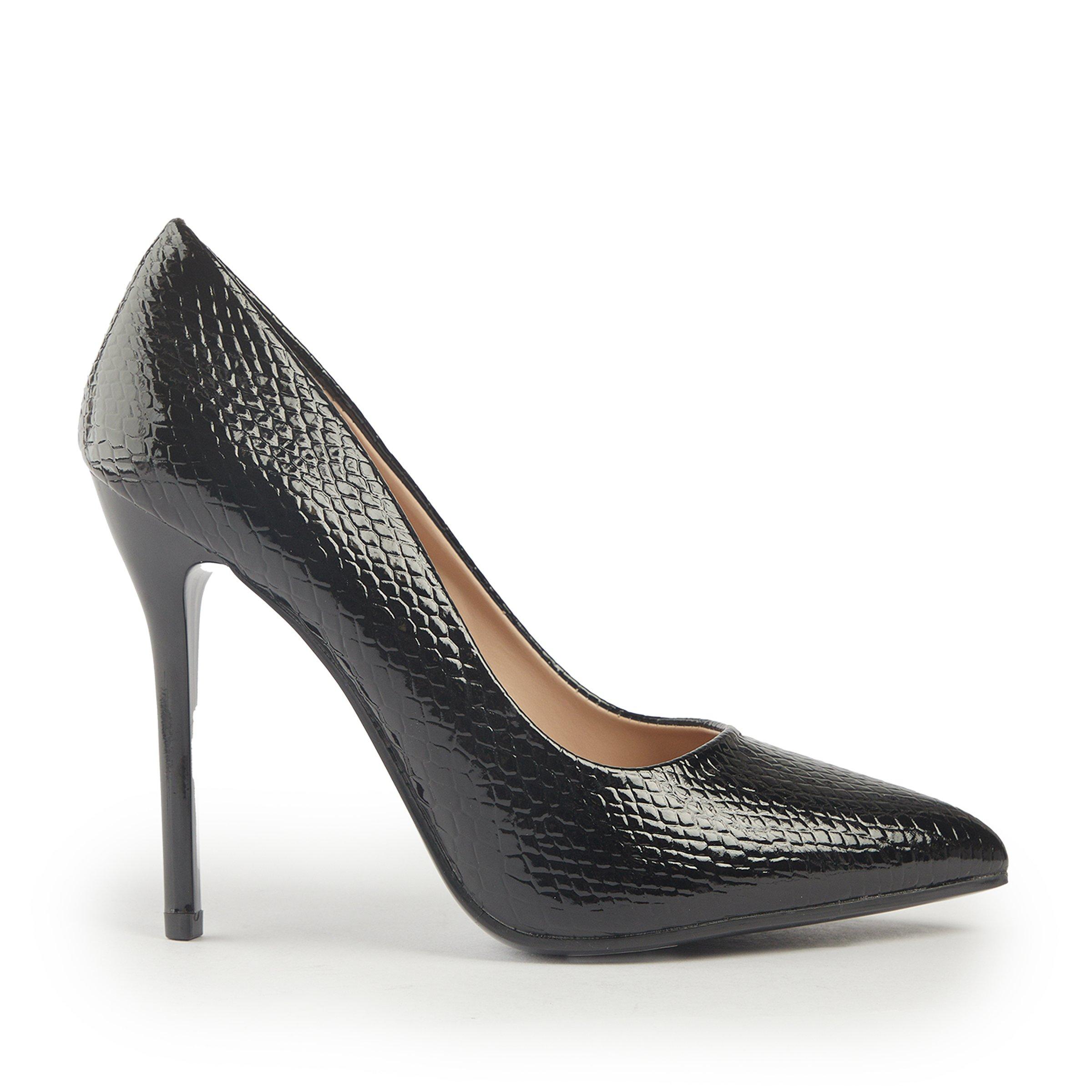 Black Snake Patent Court Heels (3225211) | Sexy with Attitude