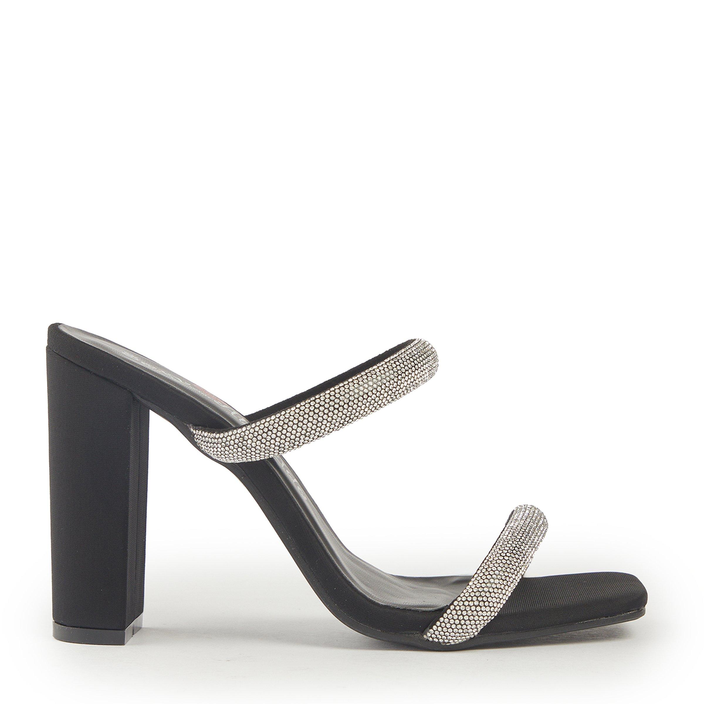 Black Diamante Stack Heels (3225212) | Sexy with Attitude