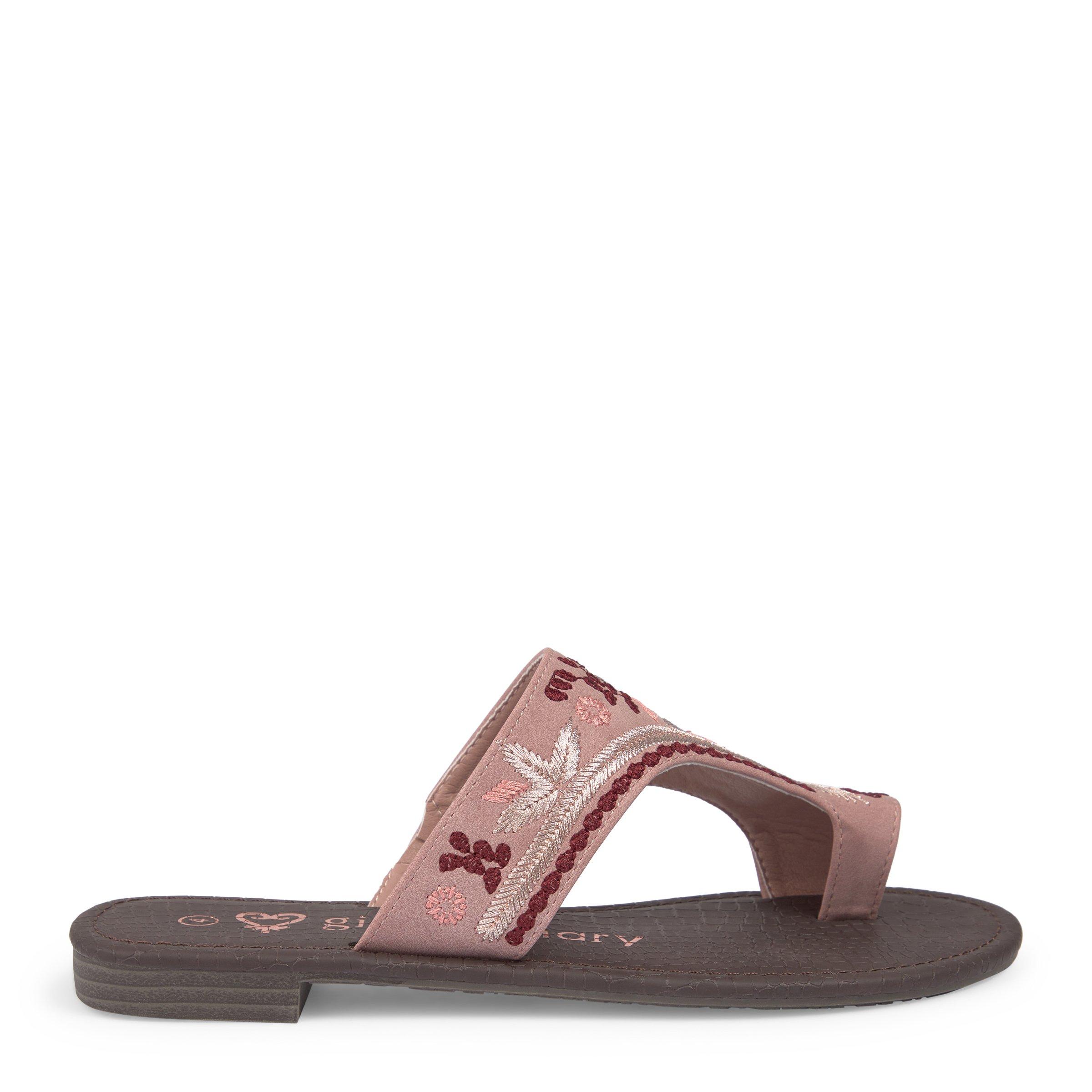 Pink Embroidered Toe Post Sandal (3225725) | Ginger Mary