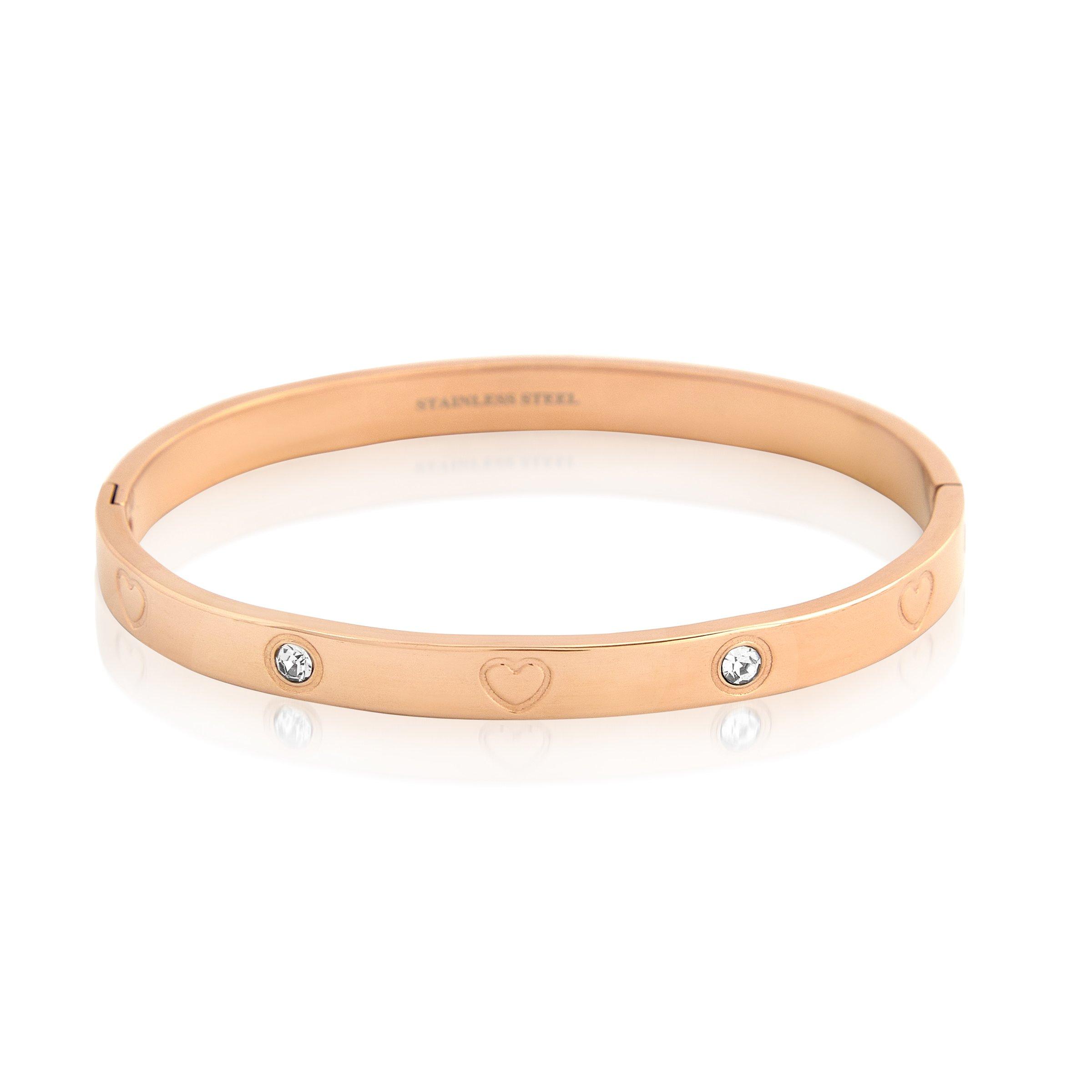 Rose Gold Colour Plated Hinge Bangle (3225839) | Stainless Steel