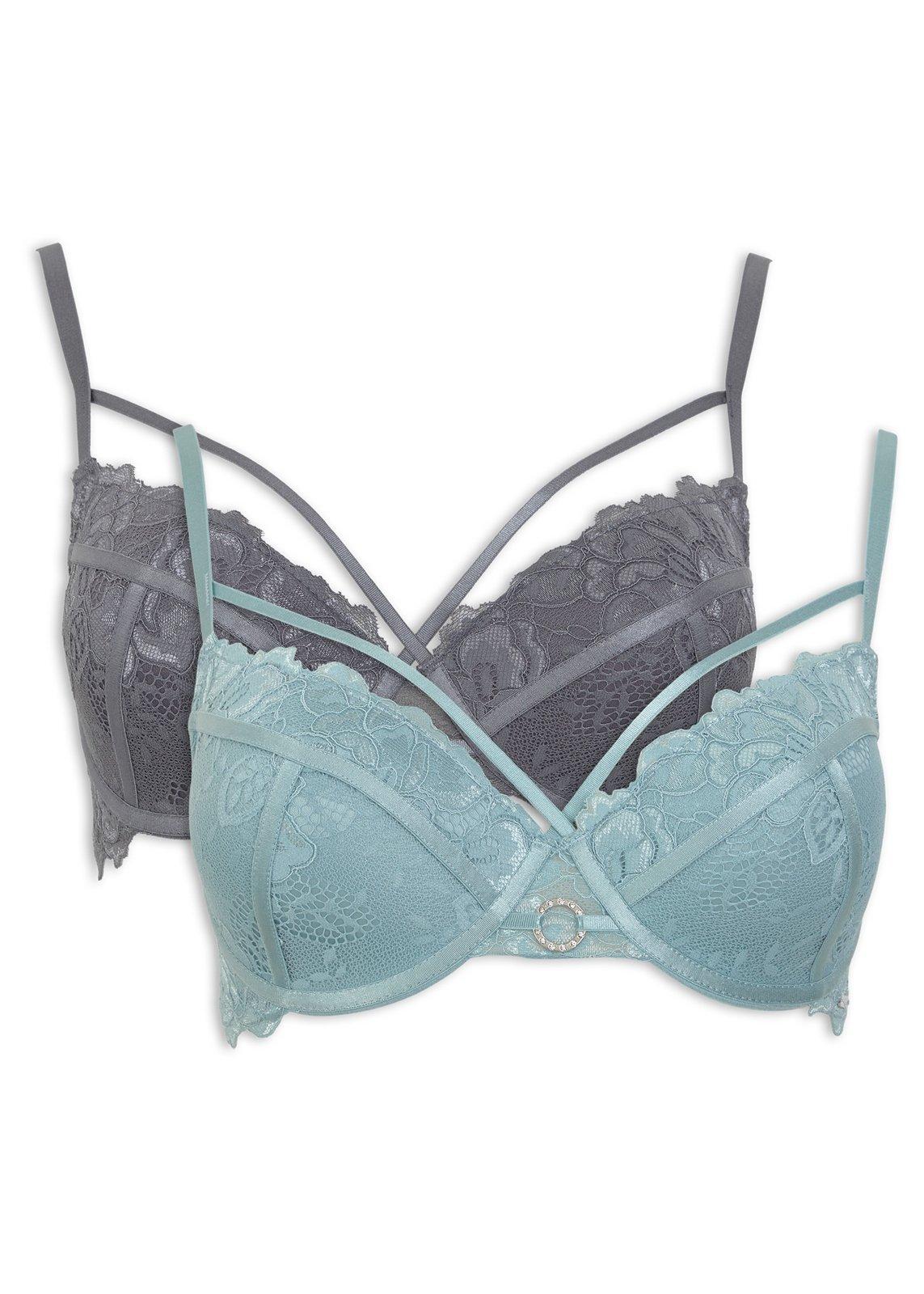 2-pack Blue and Grey Padded Lace Bras (3226214) | Intrigue