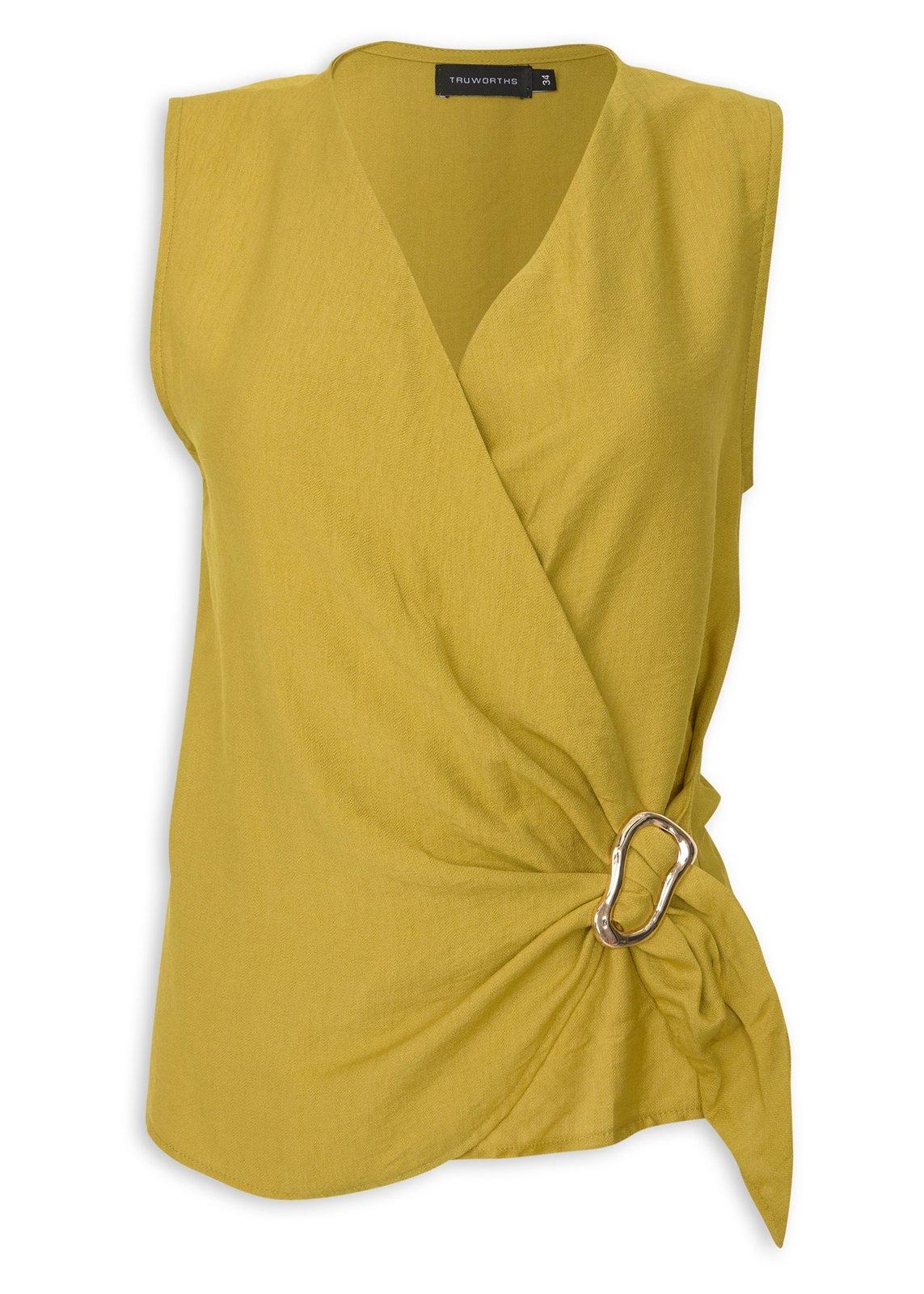 Yellow Wrap Top with Gold Trim (3226586) | Truworths