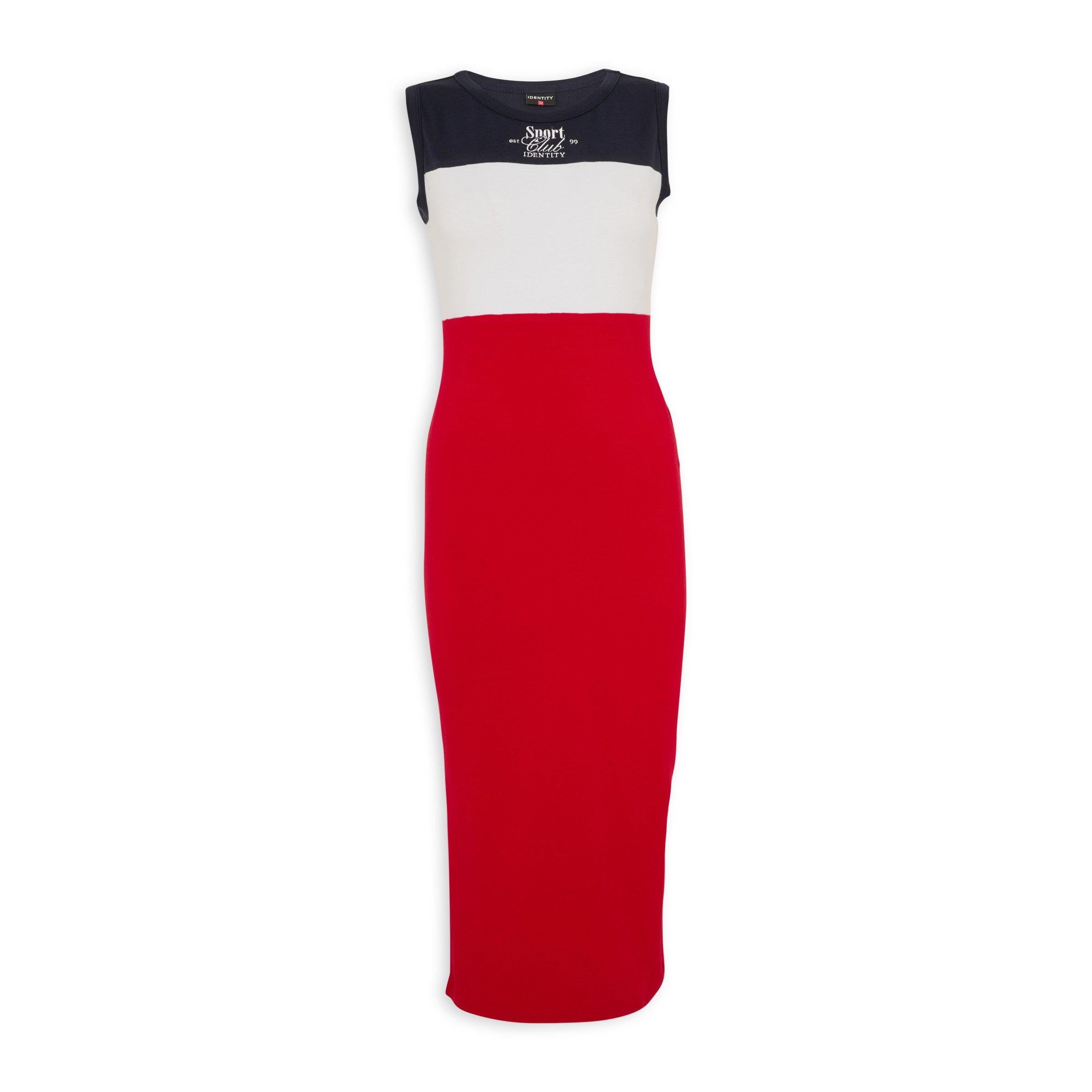 Red and White Bodycon Maxi Dress (3226609) | Identity