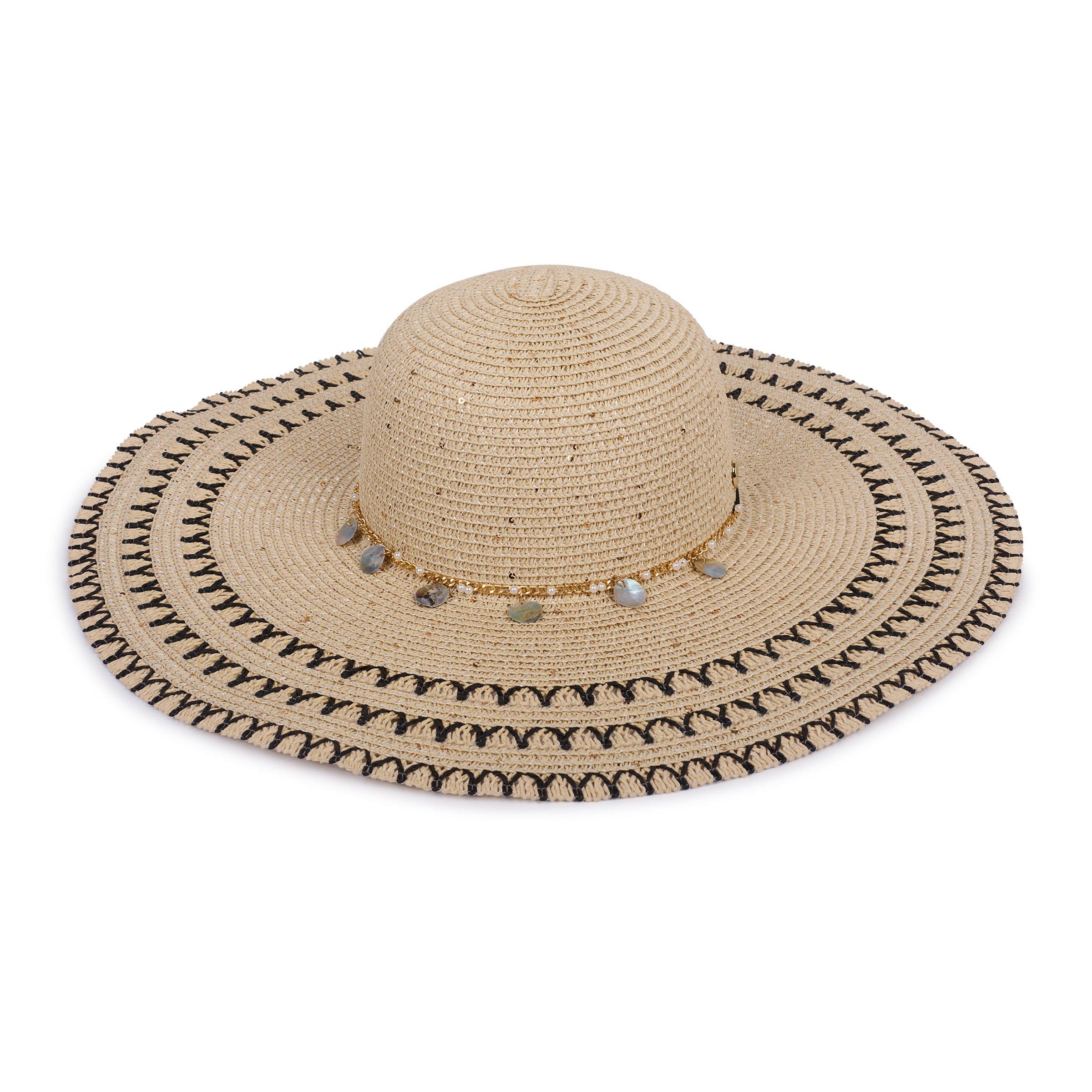 Beige and Black Chain Detail Straw Hat (3226683) | Truworths
