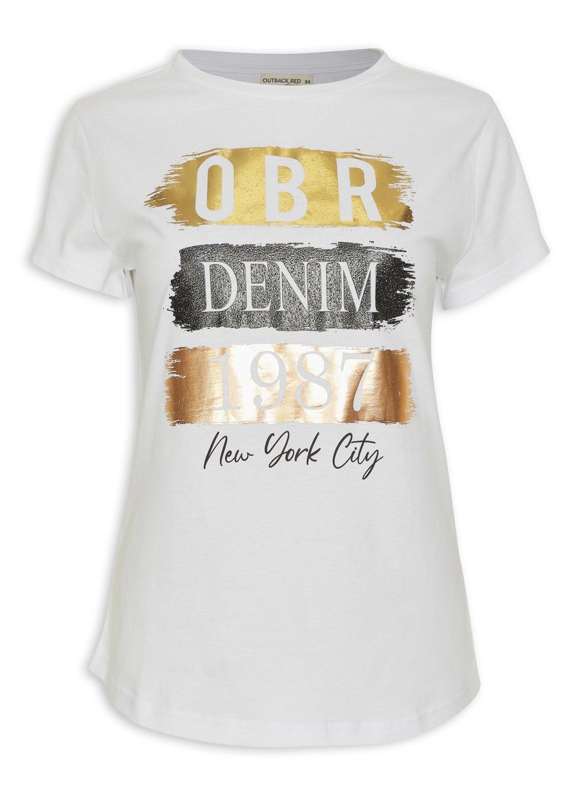 White Foil Print Graphic T-shirt (3226762) | OUTBACK RED