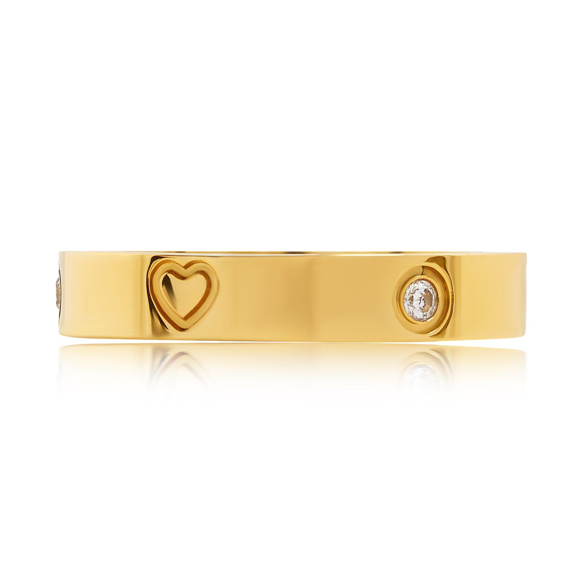 Stainless Steel Stone and Heart Ring (3227194) | Stainless Steel