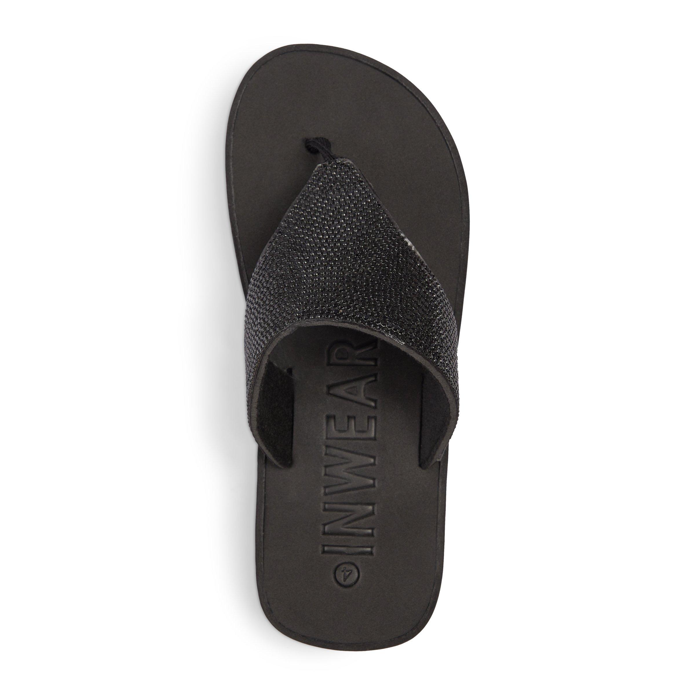 Black Embellished Flip Flops (3227262) | Inwear
